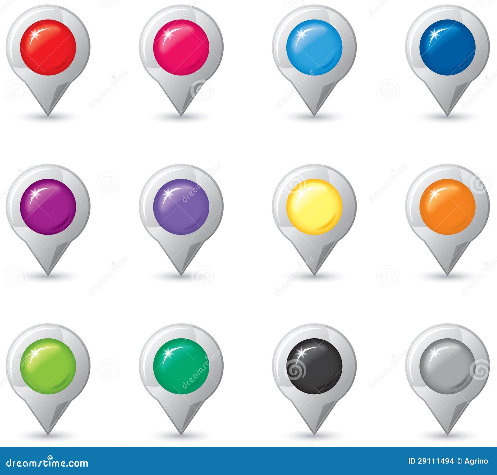 Ensemble De Pointeurs Ronds De La Carte 3D Illustration de Vecteur ...