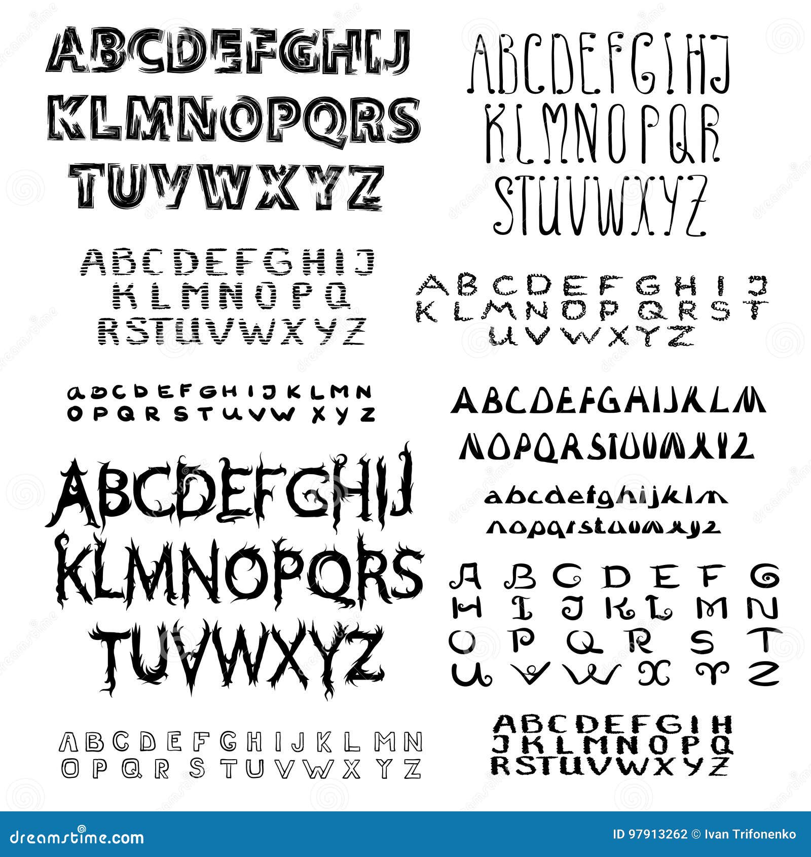 Ensemble De Police Calligraphique De Manuscrit Illustration de Vecteur ...