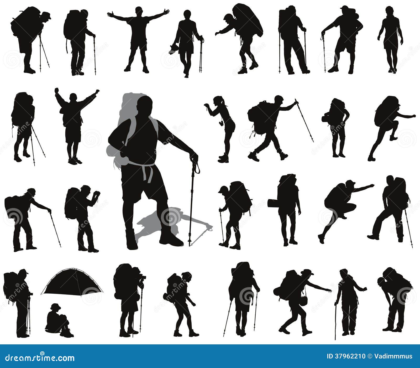 Ensemble de randonneur illustration de vecteur. Illustration du pose ...