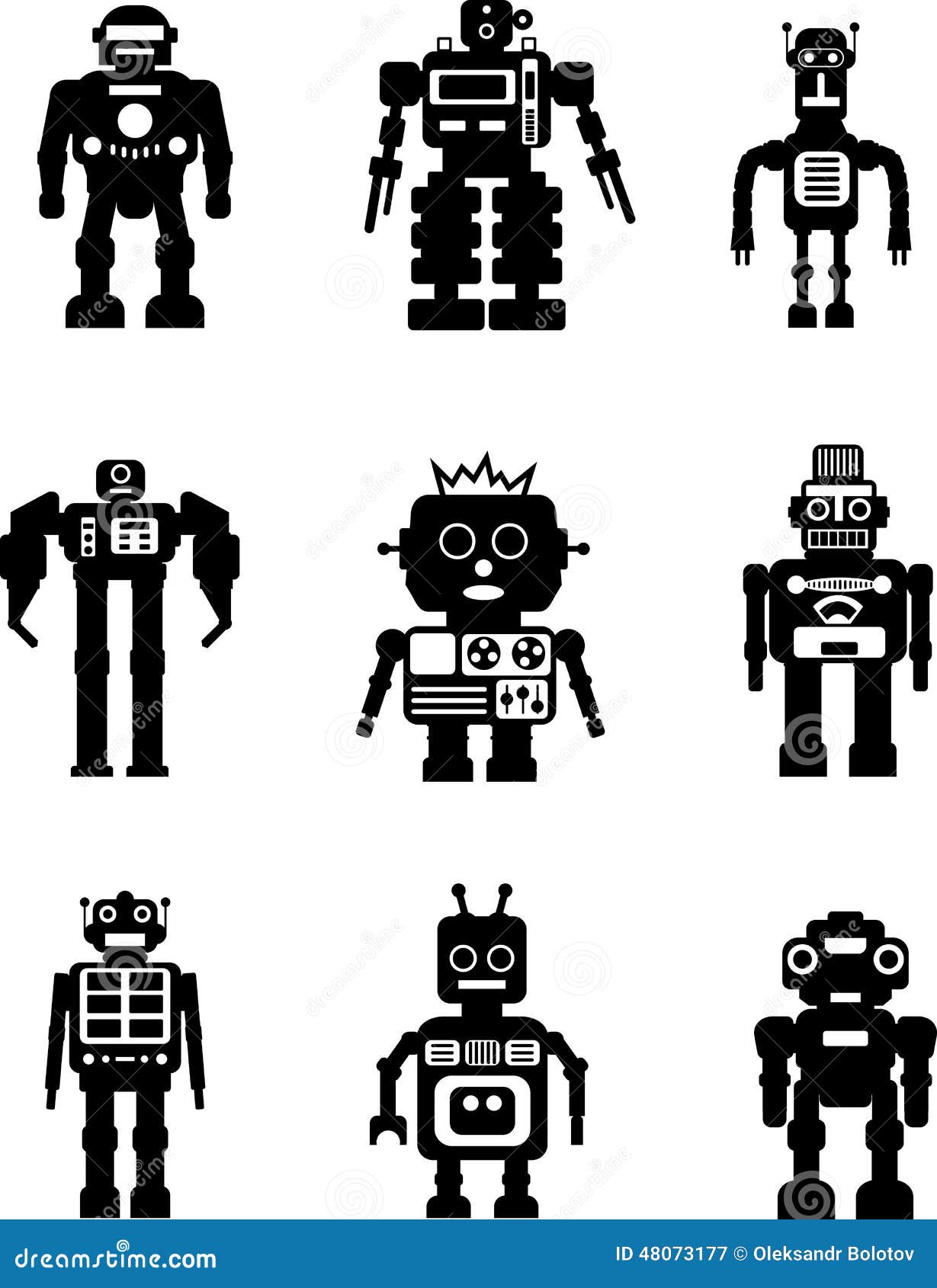 Ensemble De Robots De Silhouette Illustration de Vecteur - Illustration ...