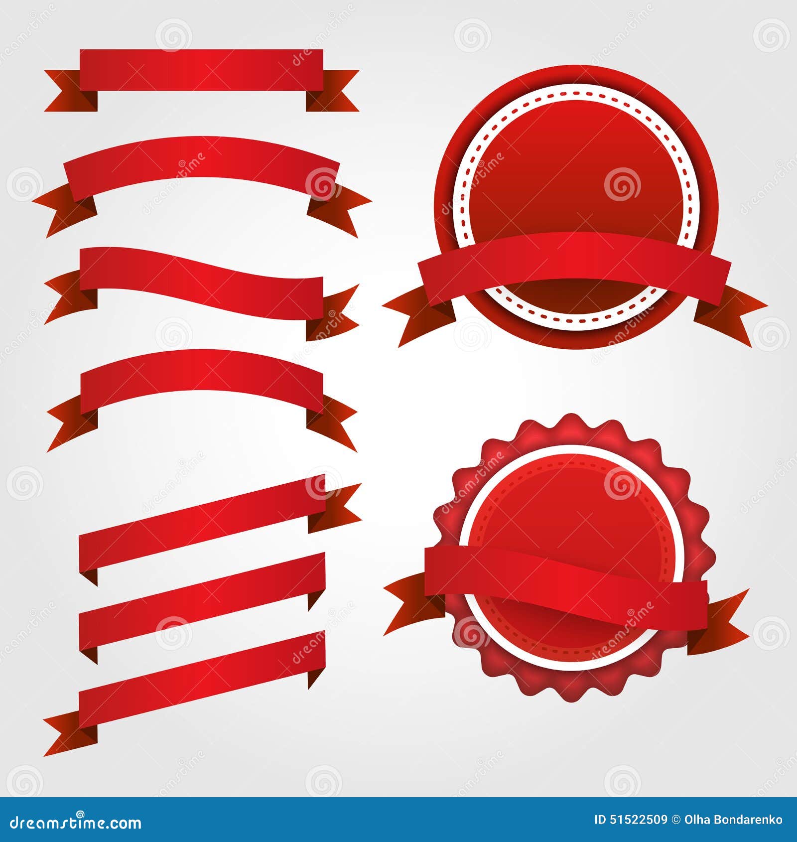 Ensemble De Rubans, De Labels Et D'insignes De Papier Rouges ...