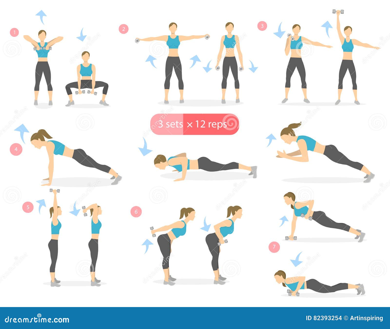 Ensemble De Séance D'entraînement De Bras Illustration de Vecteur ...