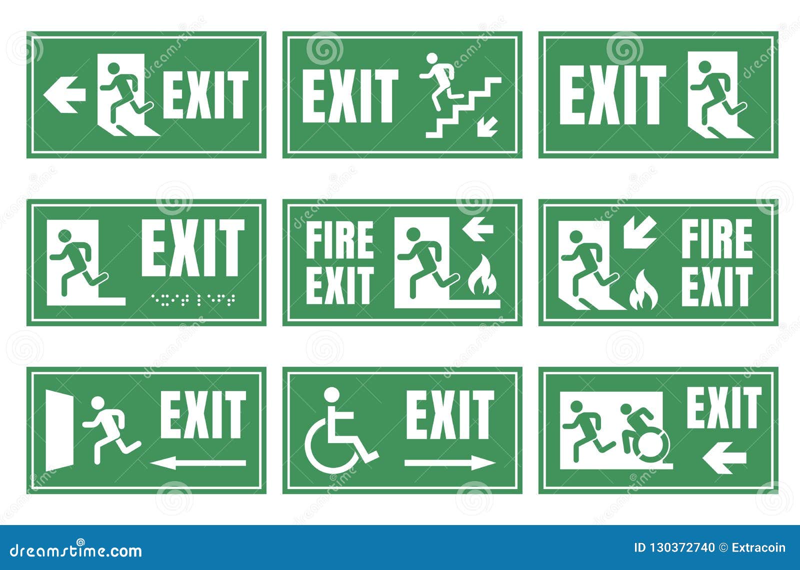 Ensemble De Signe De Sortie De Secours De Secours, Label De Porte De ...