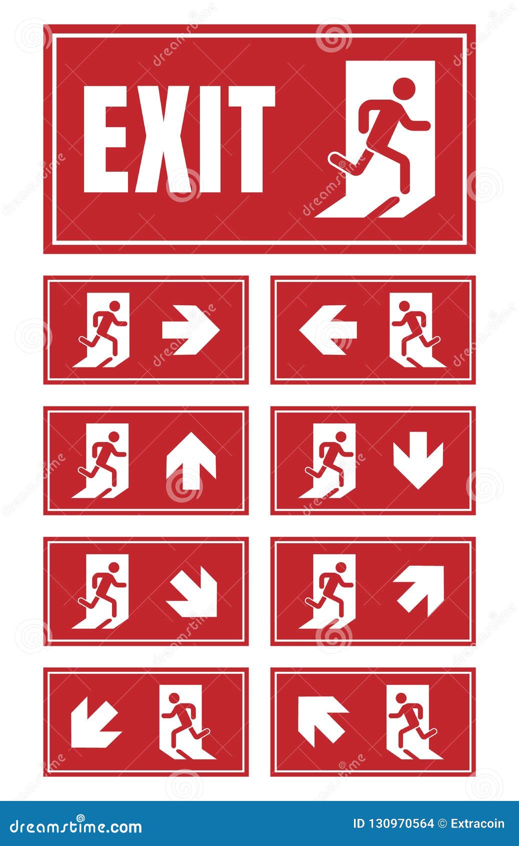Ensemble De Signe De Sortie De Secours De Secours, Label De Porte De ...