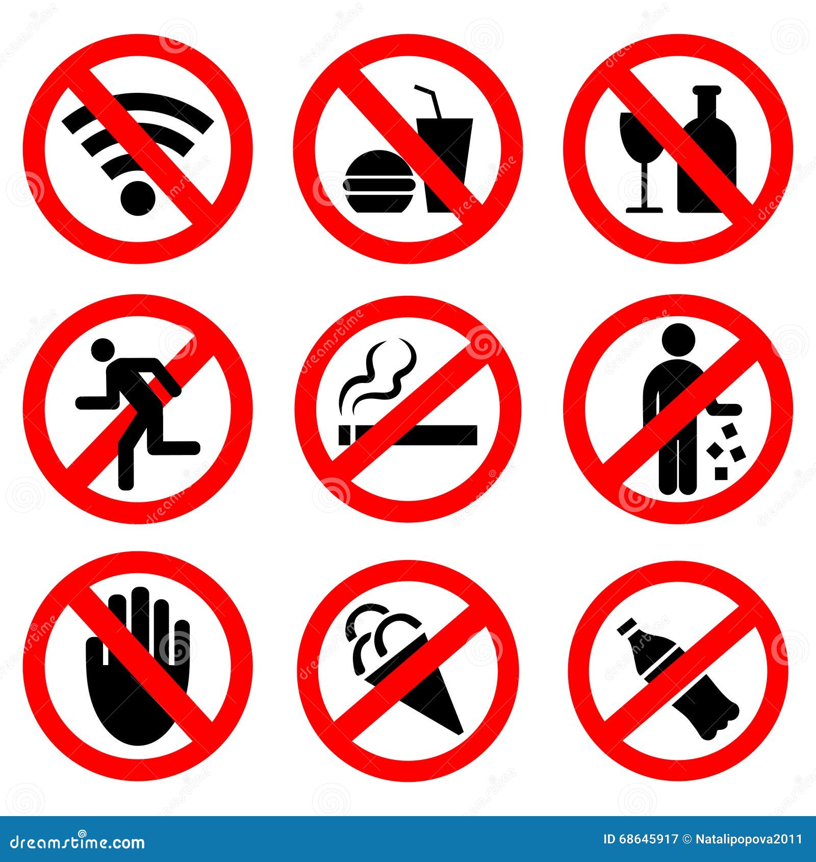 Ensemble De Signes D'interdiction De Vecteur Illustration de Vecteur ...