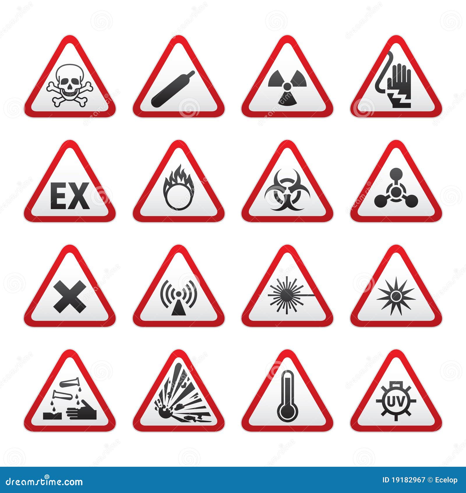 Ensemble De Signes De Risque D'avertissement Triangulaires Illustration ...