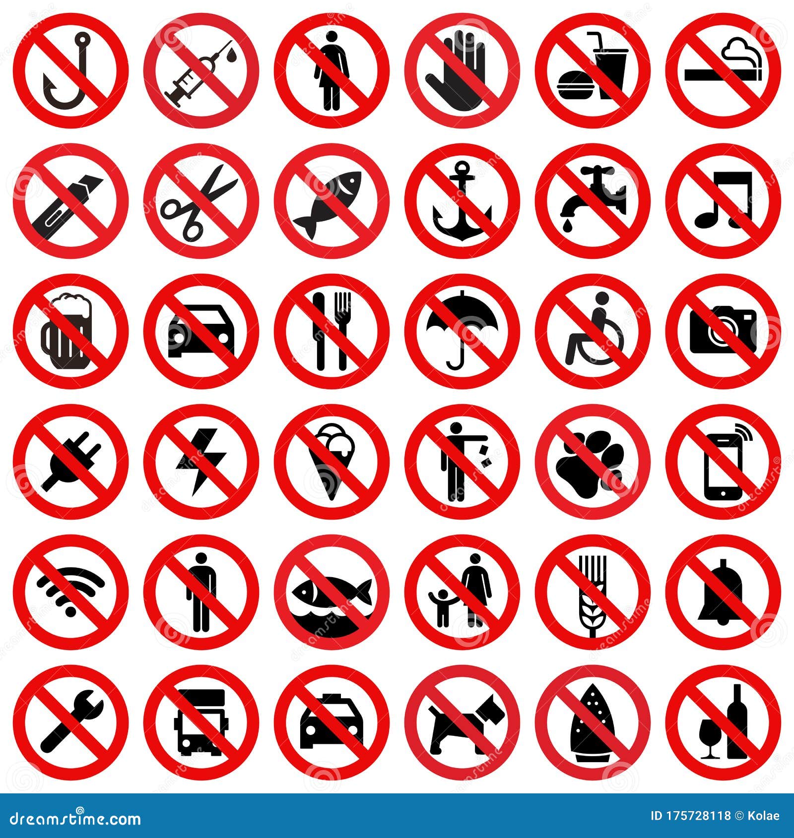 Ensemble De Signes Interdits Illustration de Vecteur - Illustration du ...