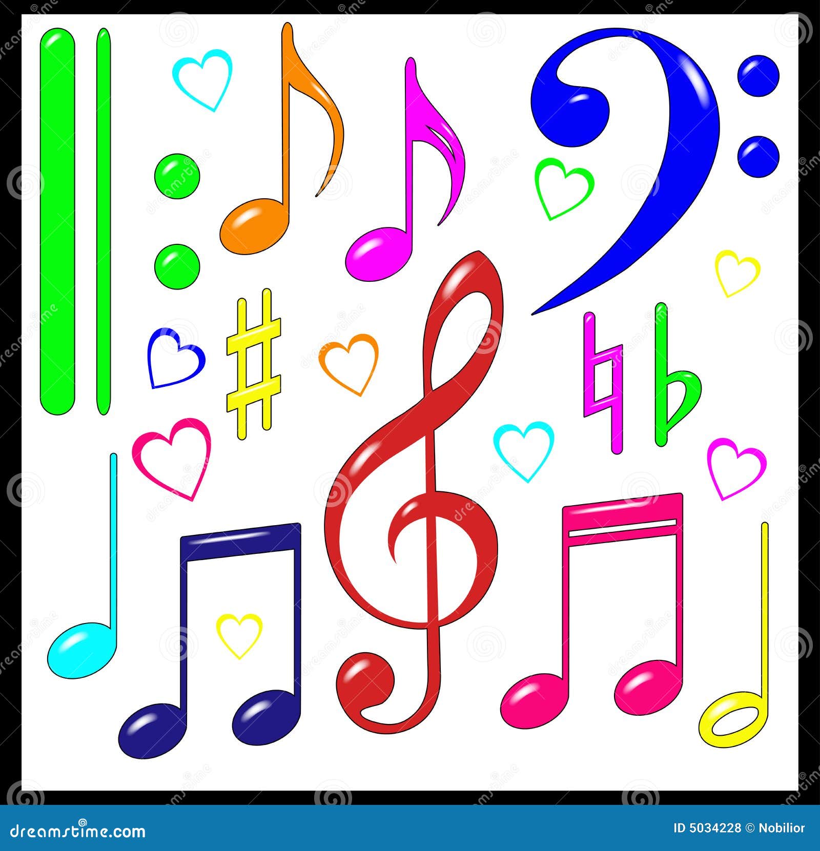 Ensemble De Signes Musicaux. Noir. Illustration de Vecteur ...