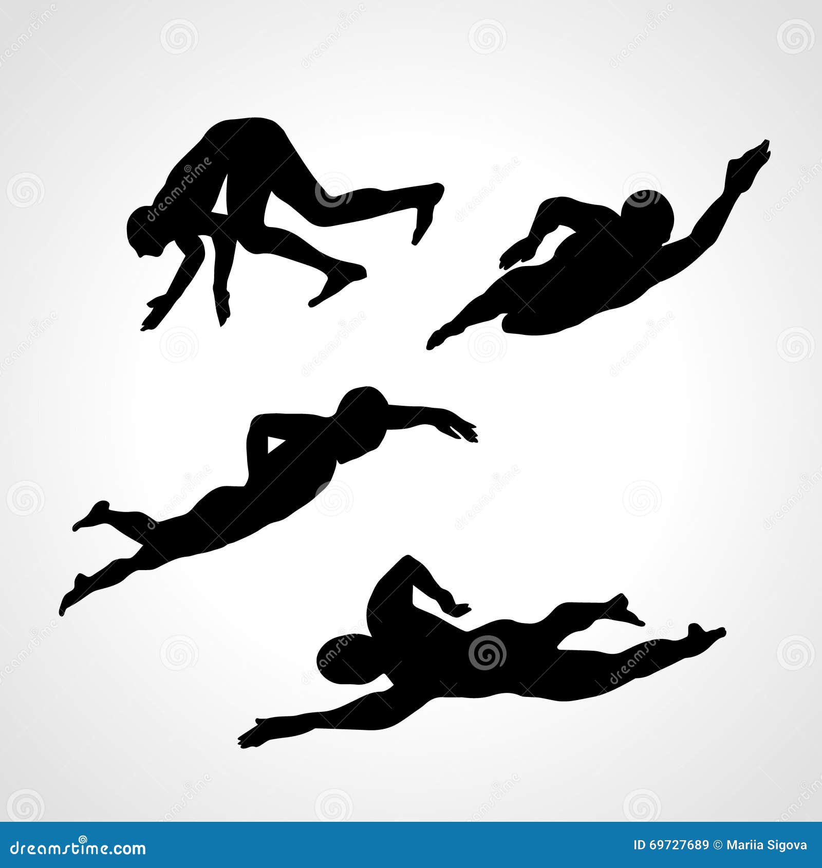 Ensemble De Silhouettes De Vecteur De Nageurs Illustration de Vecteur ...