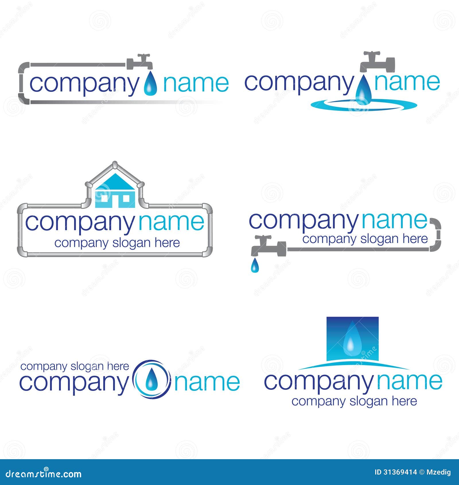 Ensemble De Six De Mettre D'aplomb Et Logos De L'eau Illustration de ...