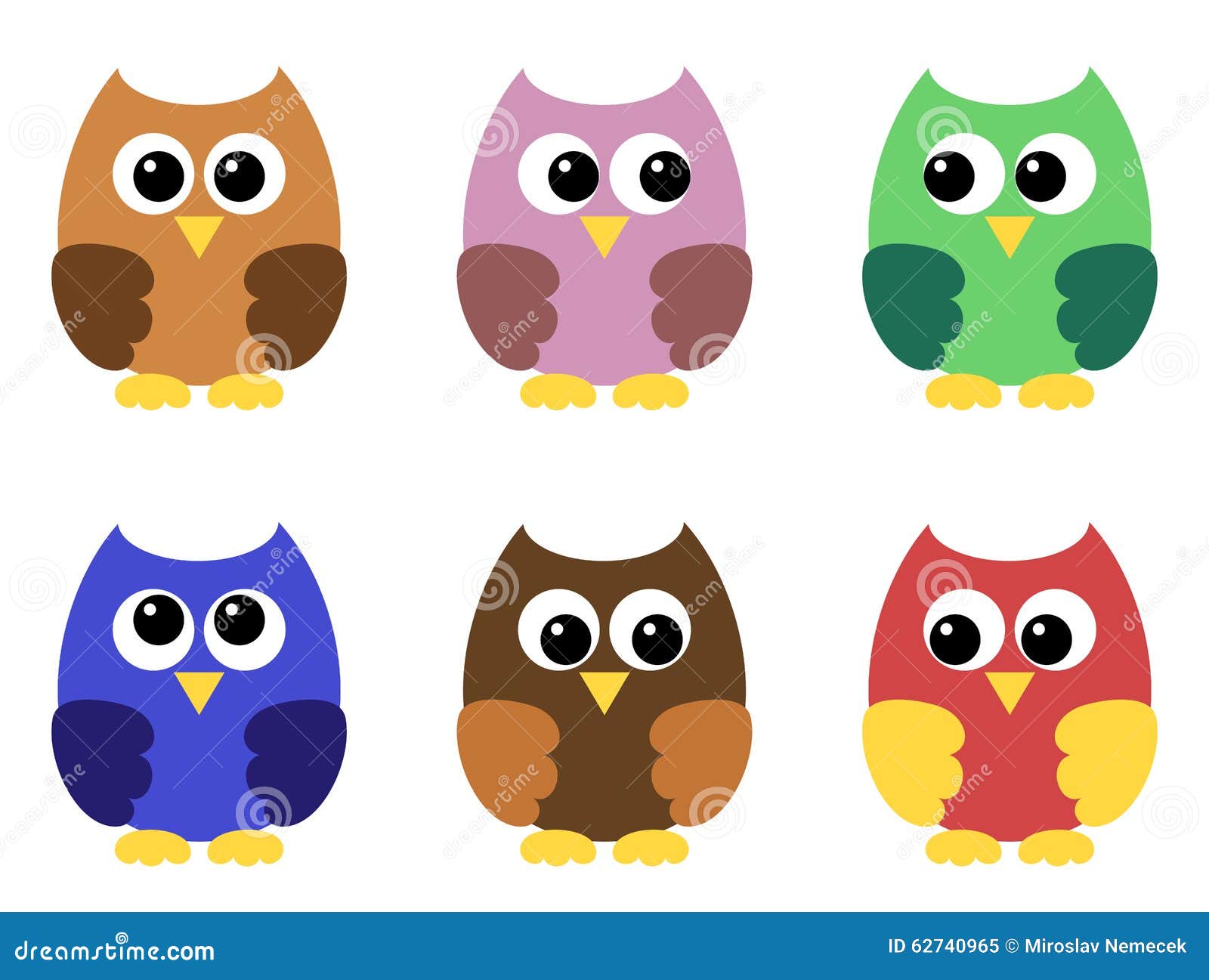 Ensemble De Six Jeunes Hiboux Illustration de Vecteur - Illustration du ...