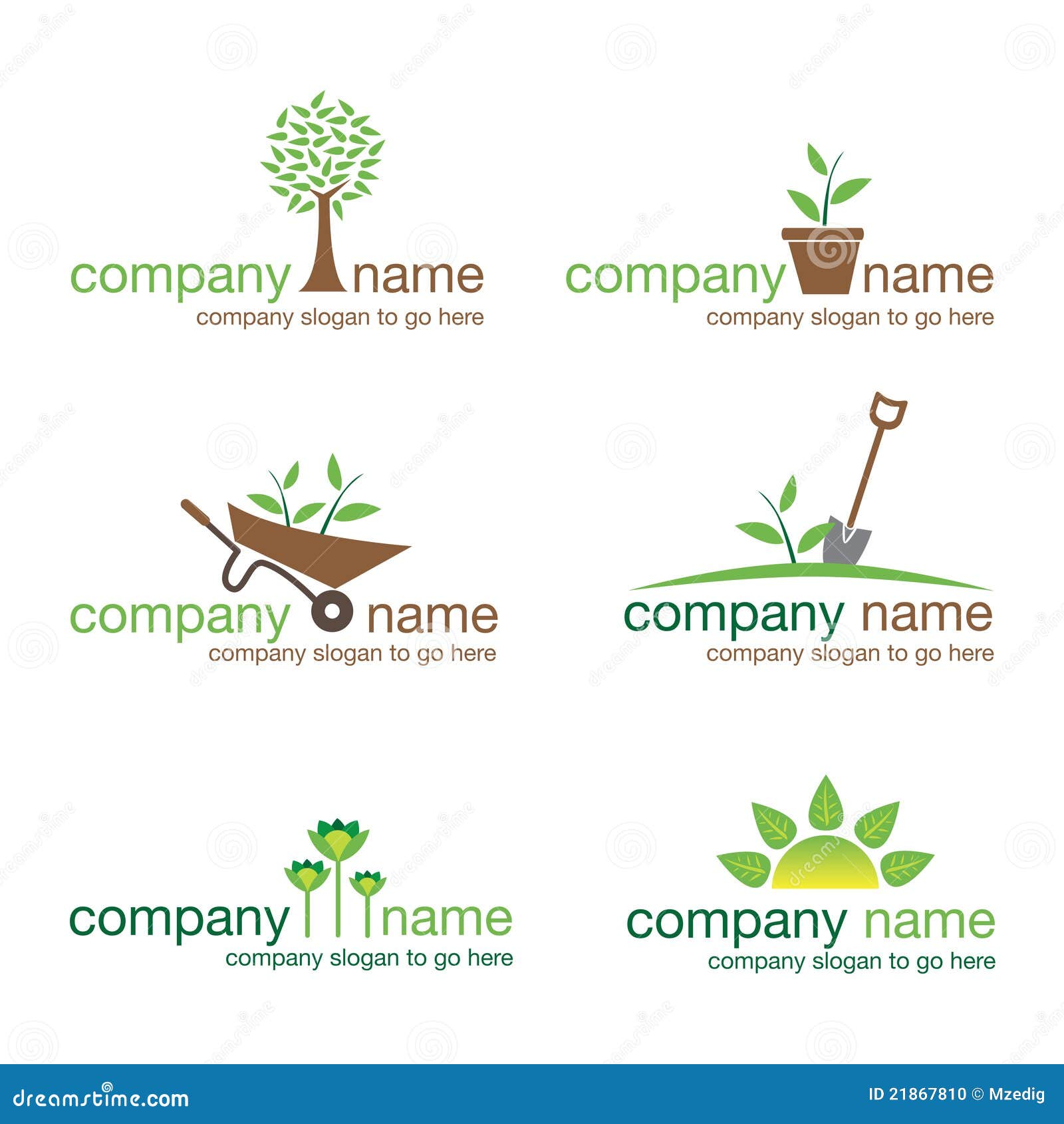 Ensemble De Six Logos De Jardinage Illustration de Vecteur ...