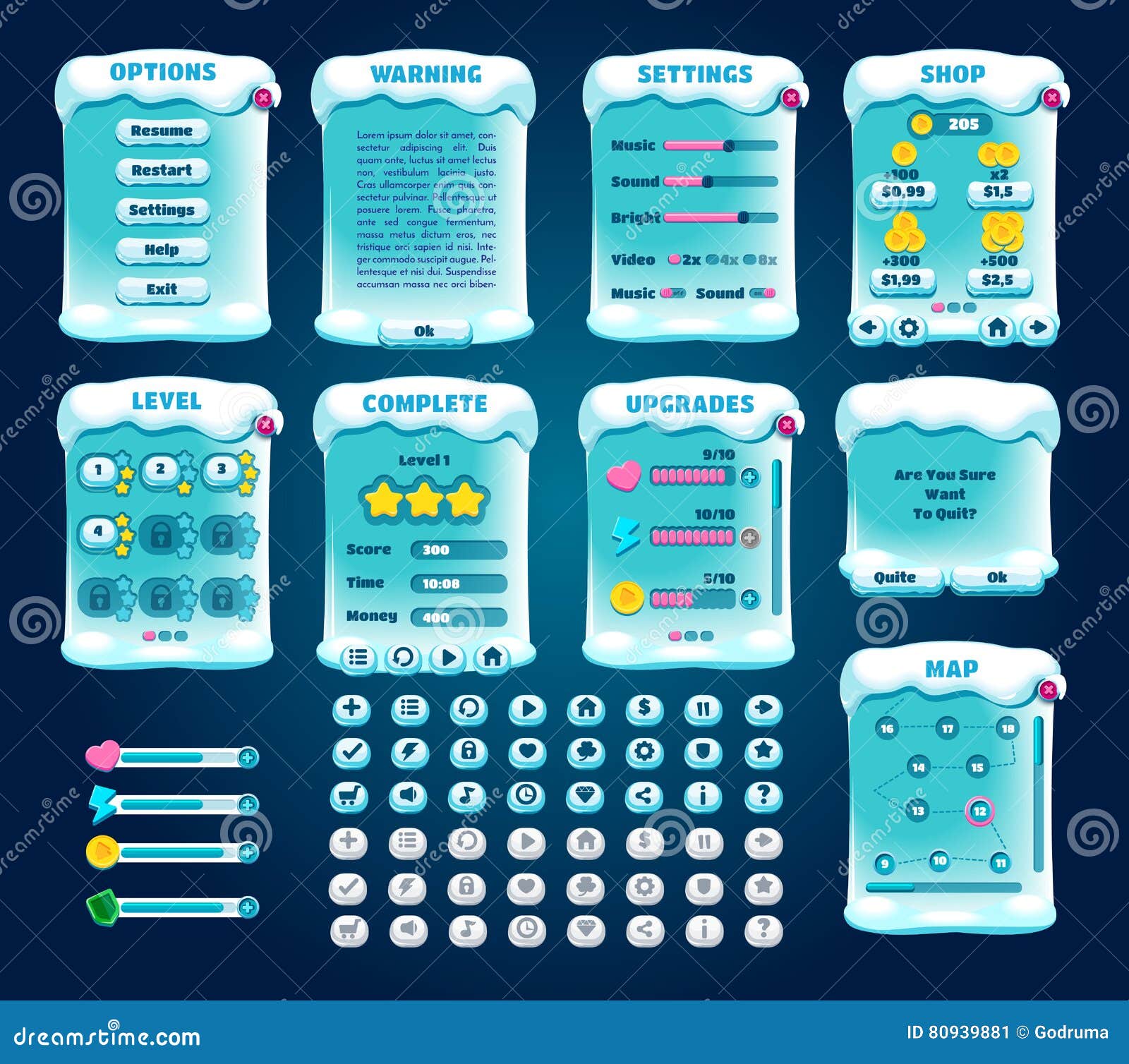 Ensemble De Sport D'hiver D'interface Utilisateur Graphique Vecteur ...