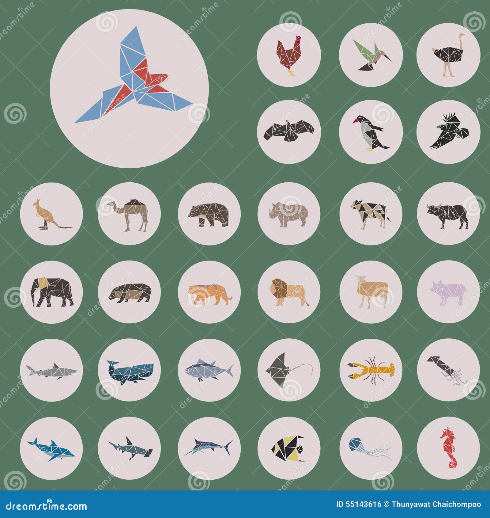 Ensemble De Style De Triangle D'animaux Illustration de Vecteur ...