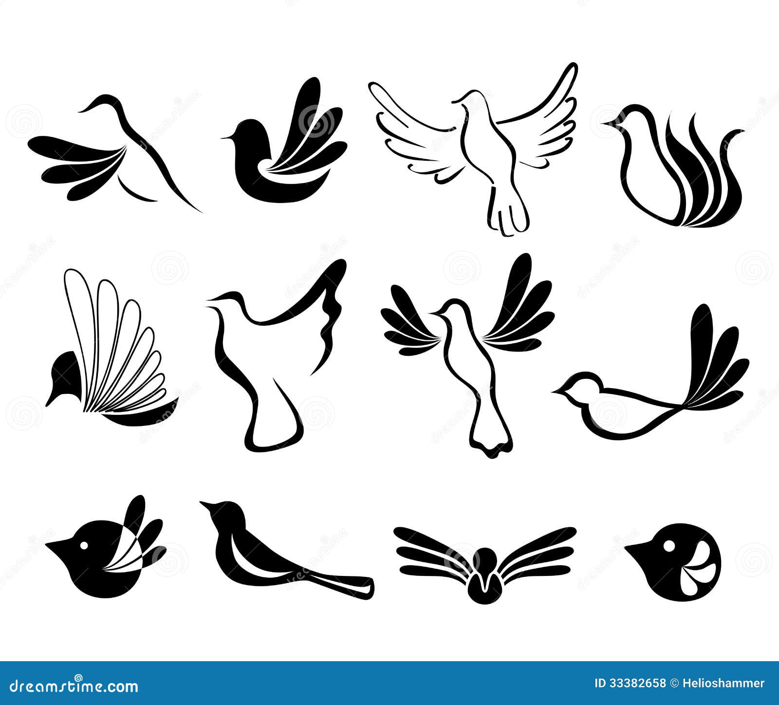 Ensemble De Symbole Abstrait D'oiseau Illustration de Vecteur ...