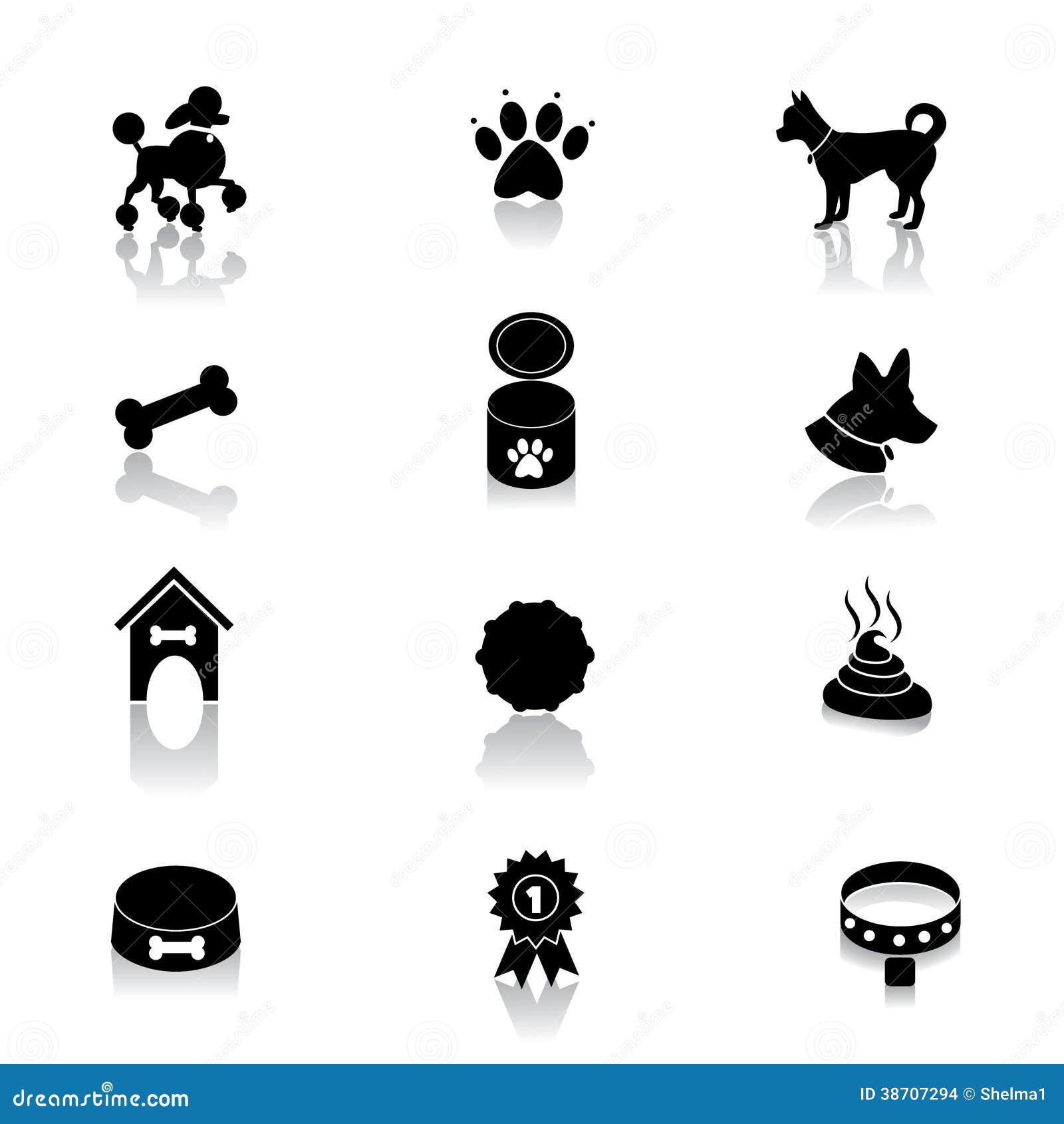 Ensemble De Symbole D'icône De Chien Illustration Stock - Illustration ...