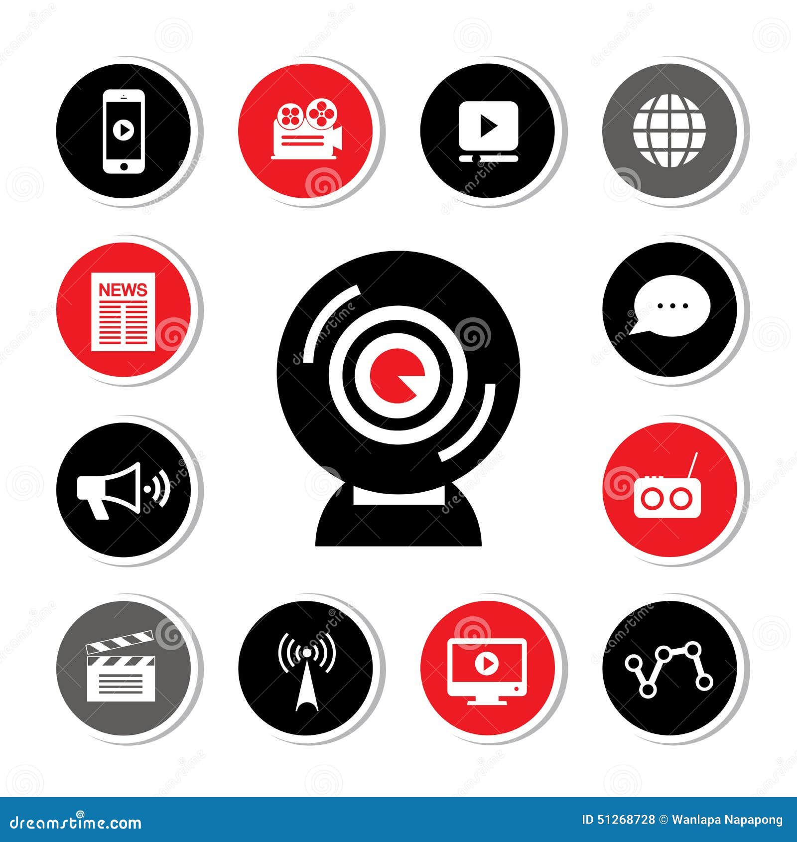 Ensemble De Symbole De Media Illustration de Vecteur - Illustration du ...