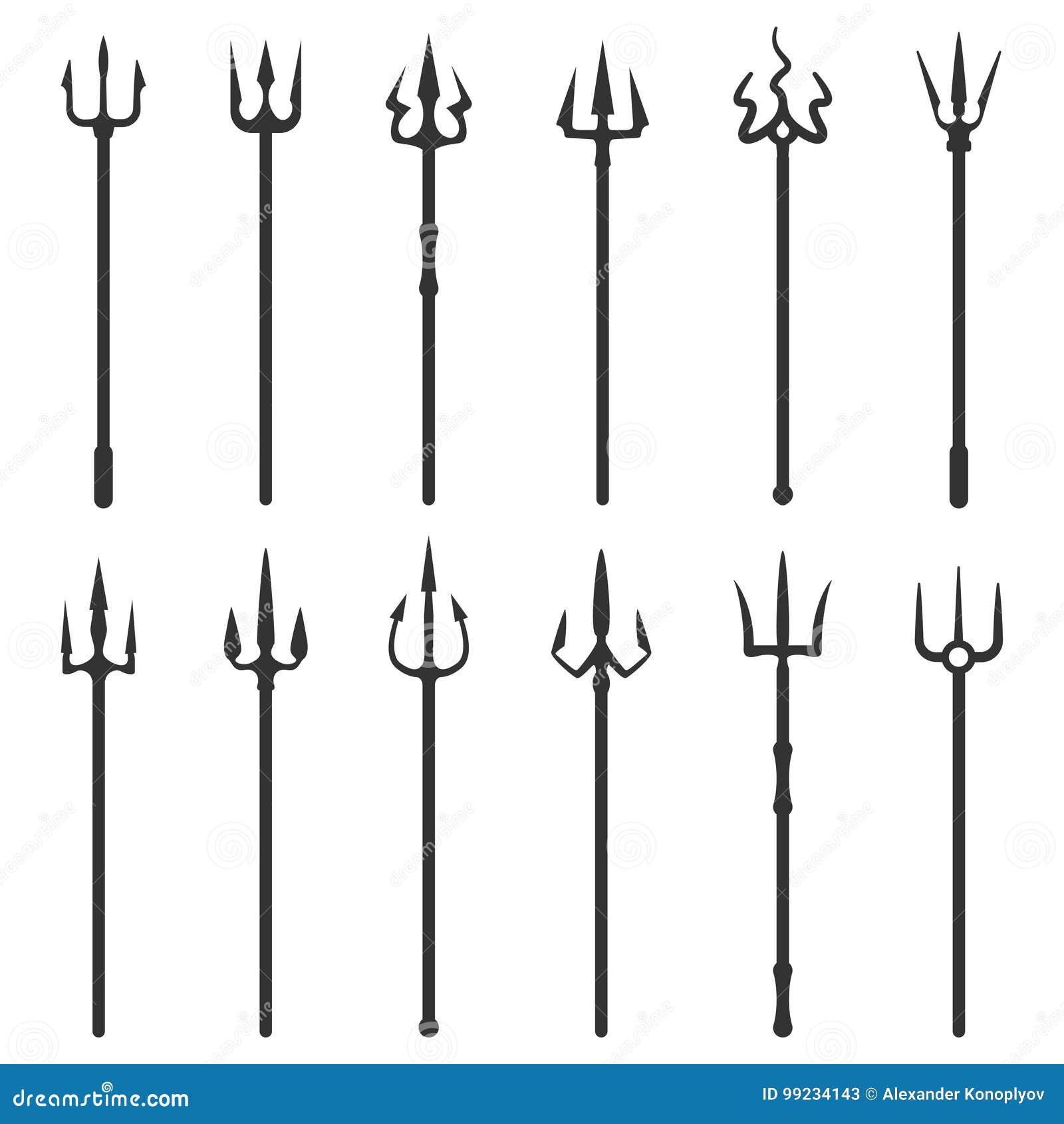 Ensemble De Symbole De Tridents Illustration de Vecteur - Illustration ...