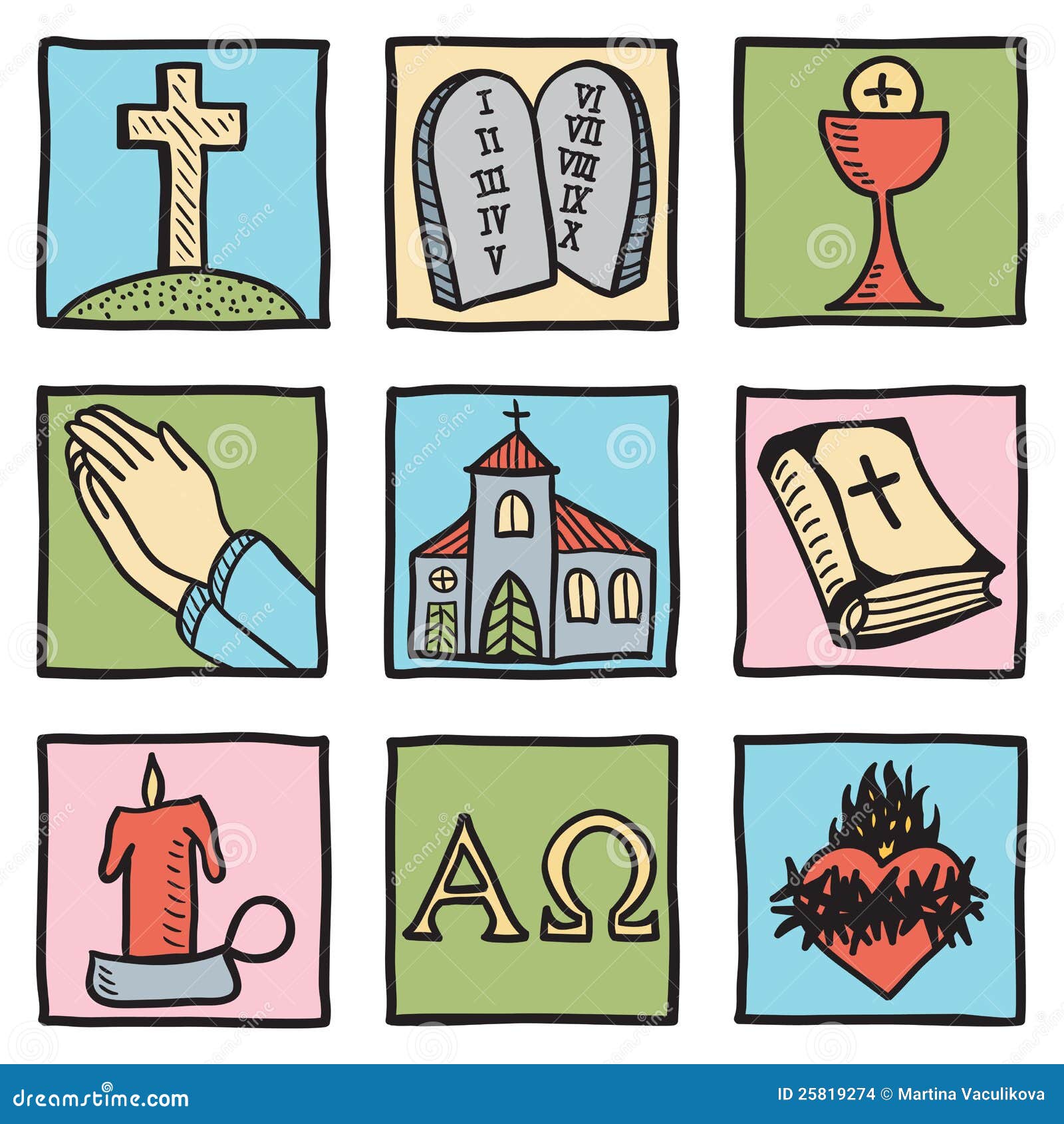 Ensemble De Symboles De Christianisme Illustration de Vecteur ...