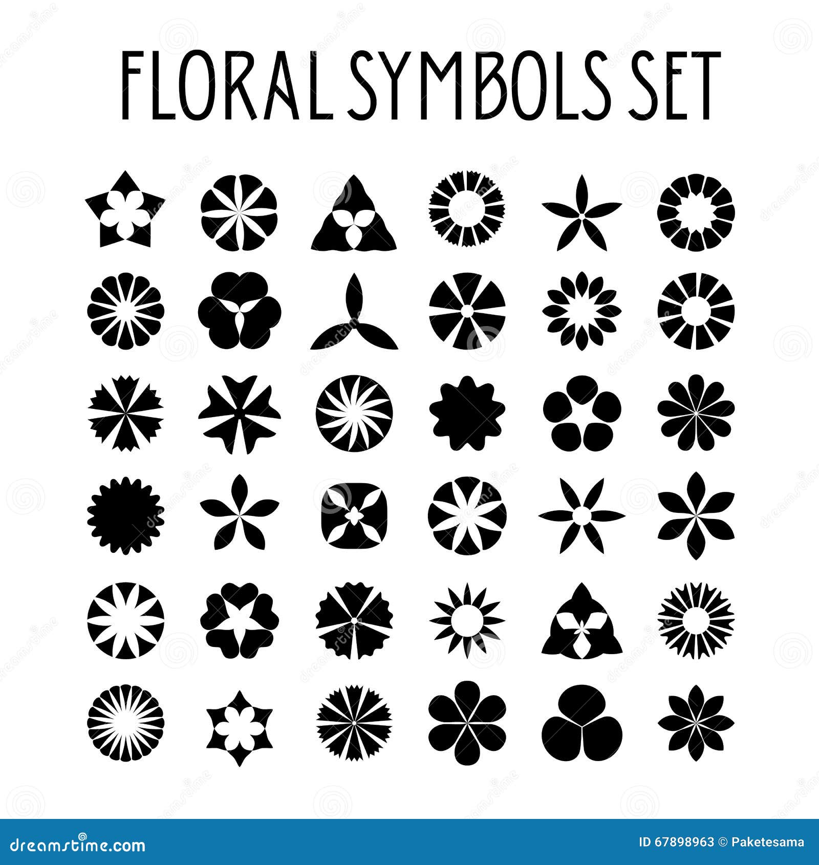 Ensemble De Symboles De Fleur Illustration de Vecteur - Illustration du ...