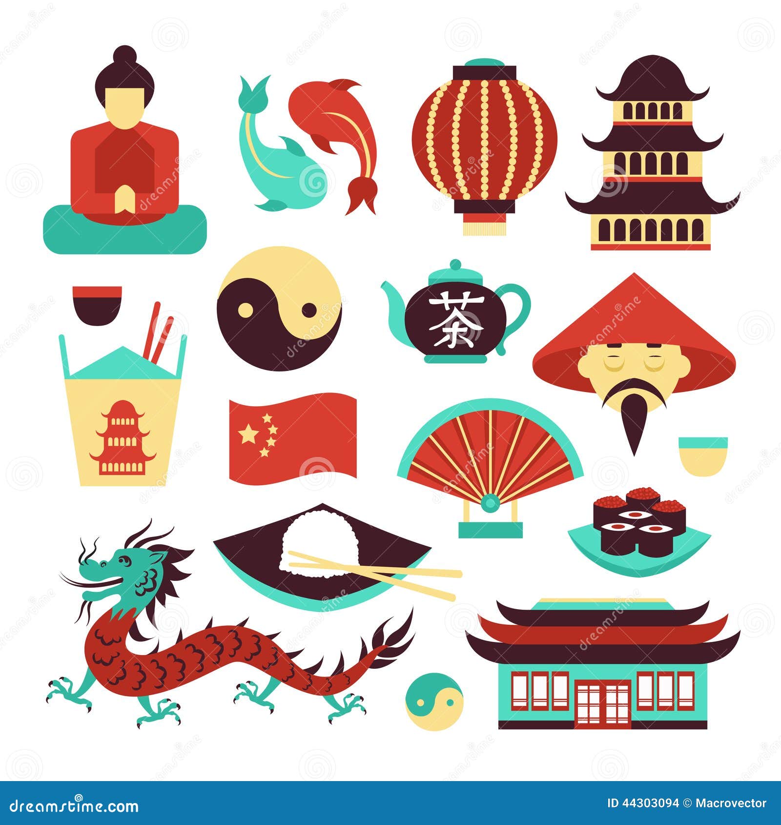 Ensemble De Symboles De La Chine Illustration de Vecteur - Image: 44303094