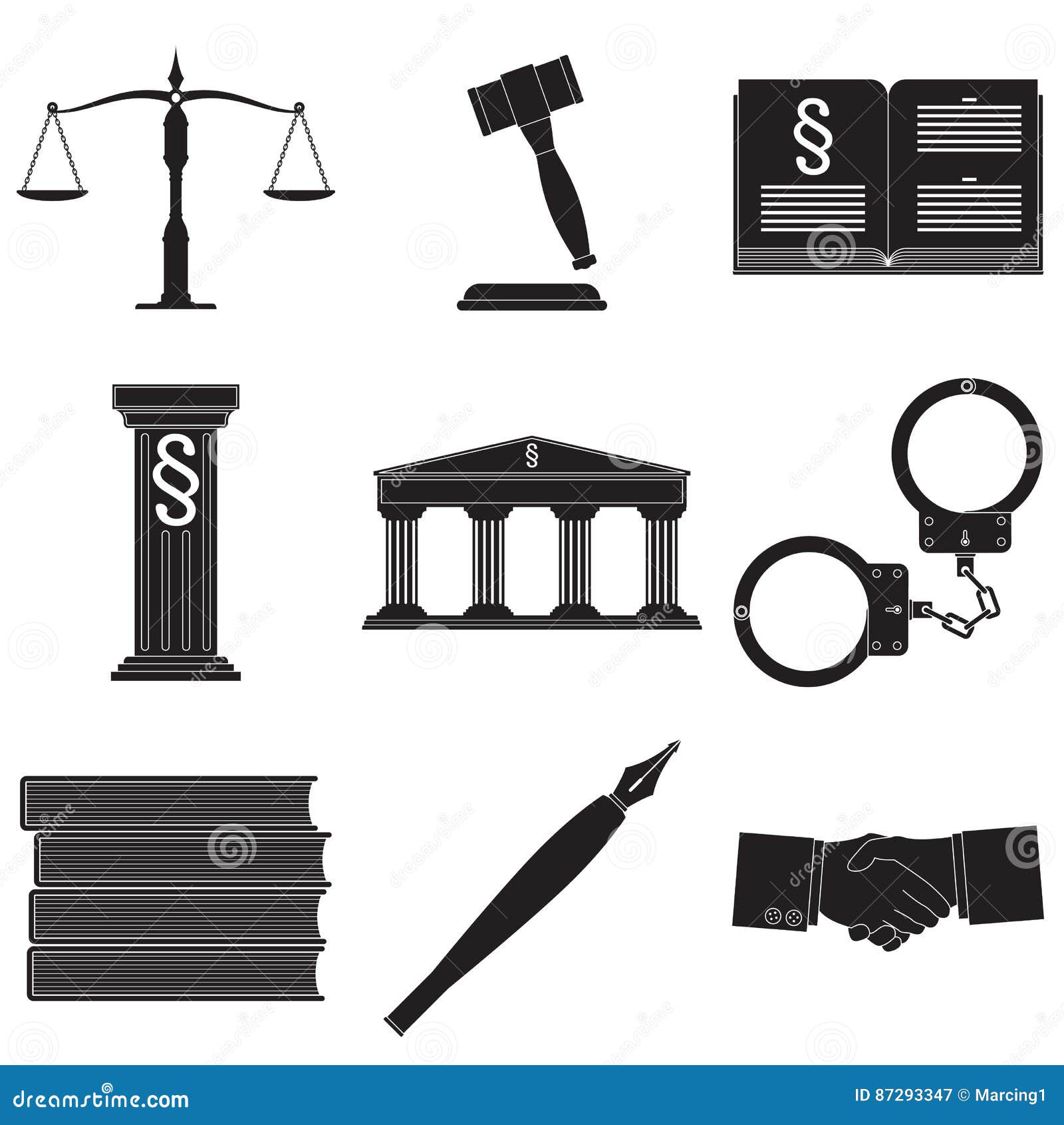 Ensemble De Symboles De Loi Illustration de Vecteur - Illustration du ...