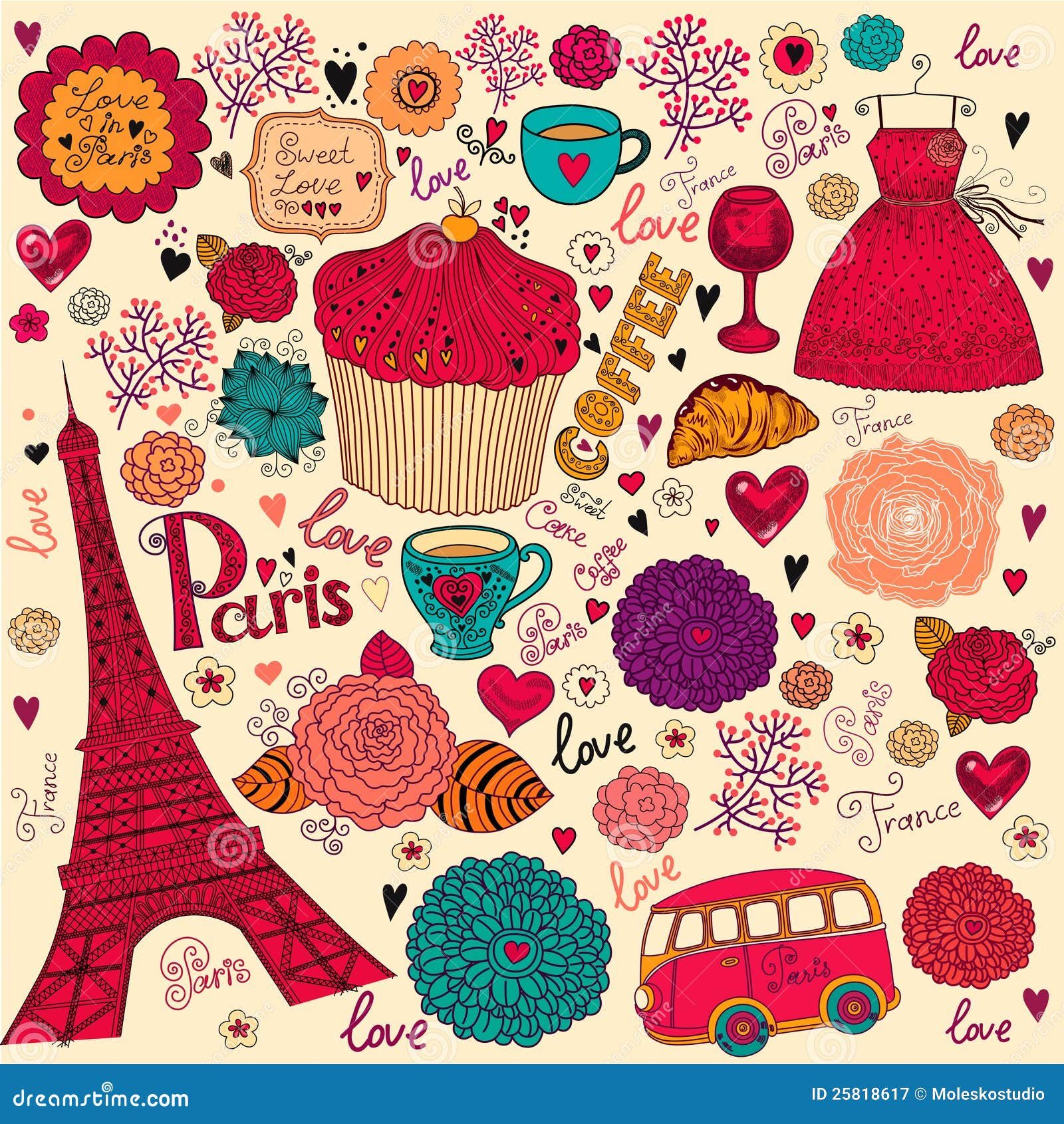 Ensemble De Symboles De Paris Illustration de Vecteur - Illustration du ...