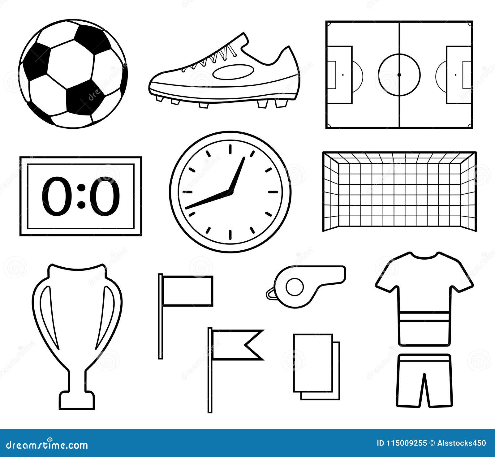 Ensemble De Symboles Du Football Illustration de Vecteur - Illustration ...