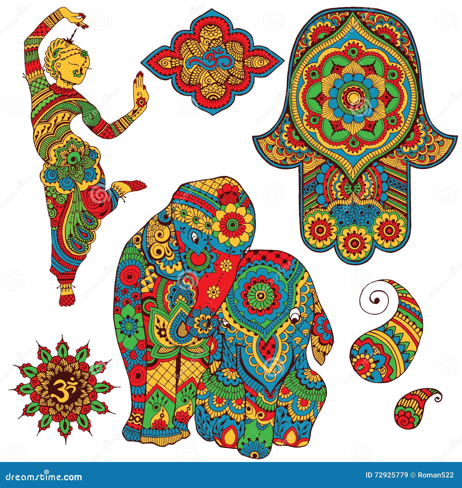 Ensemble De Symboles Indiens Illustration de Vecteur - Illustration du ...