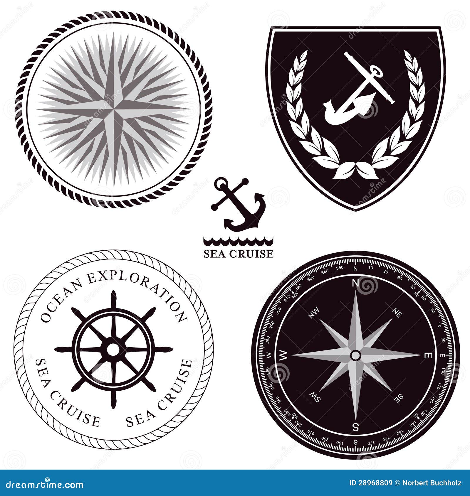 Ensemble De Symboles Maritimes Illustration de Vecteur - Illustration ...