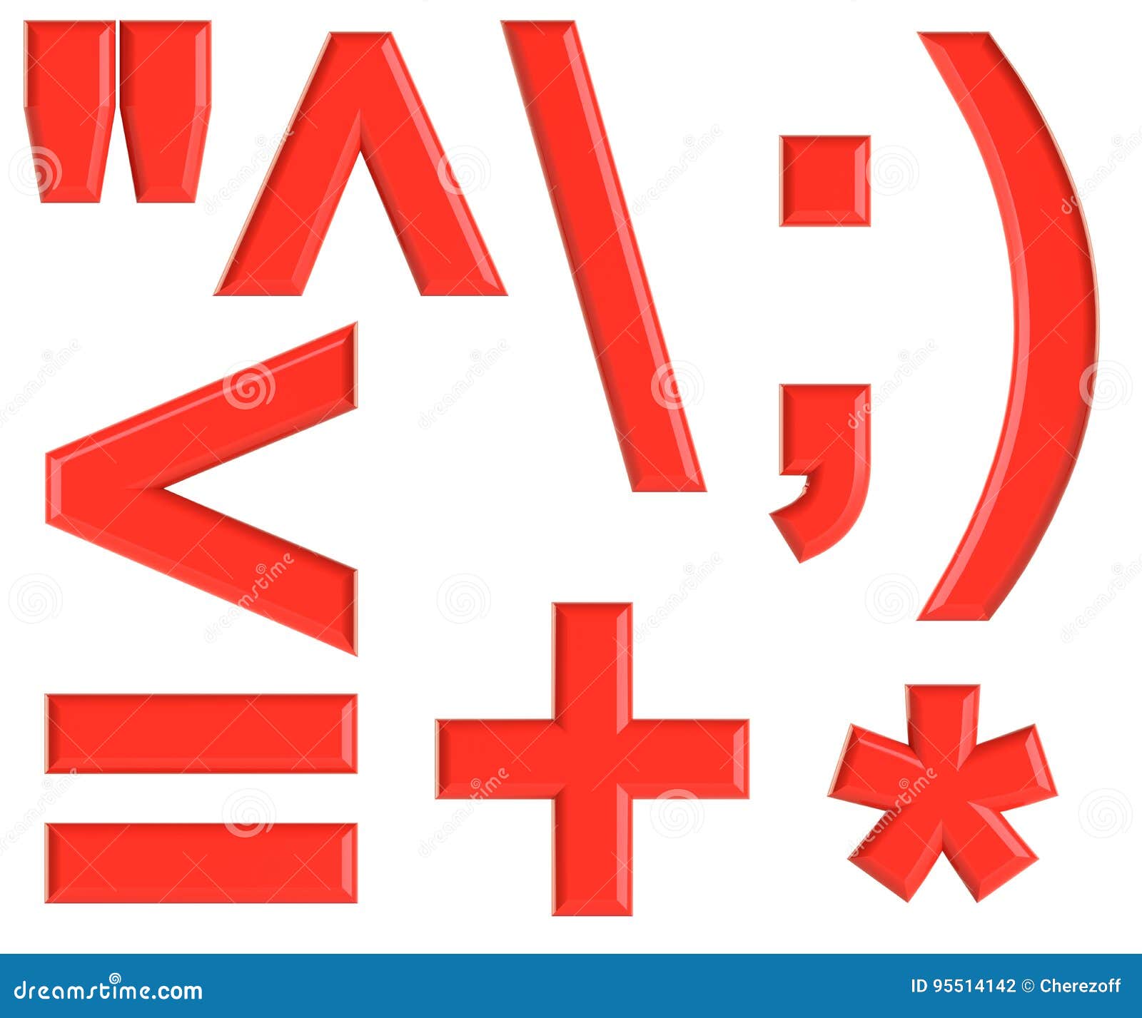 Ensemble De Symboles Rouges Illustration 3D Illustration Stock ...