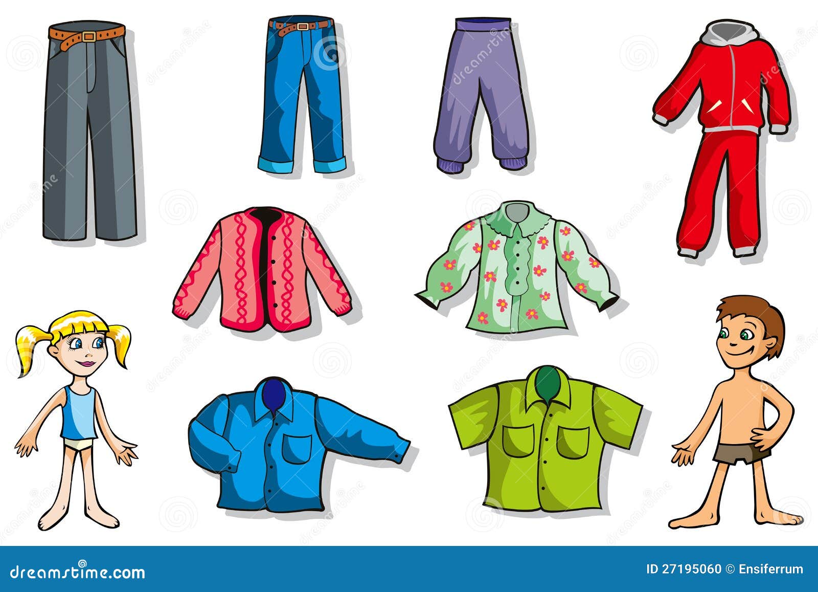 Ensemble De Vêtements D'enfants Illustration de Vecteur - Illustration ...