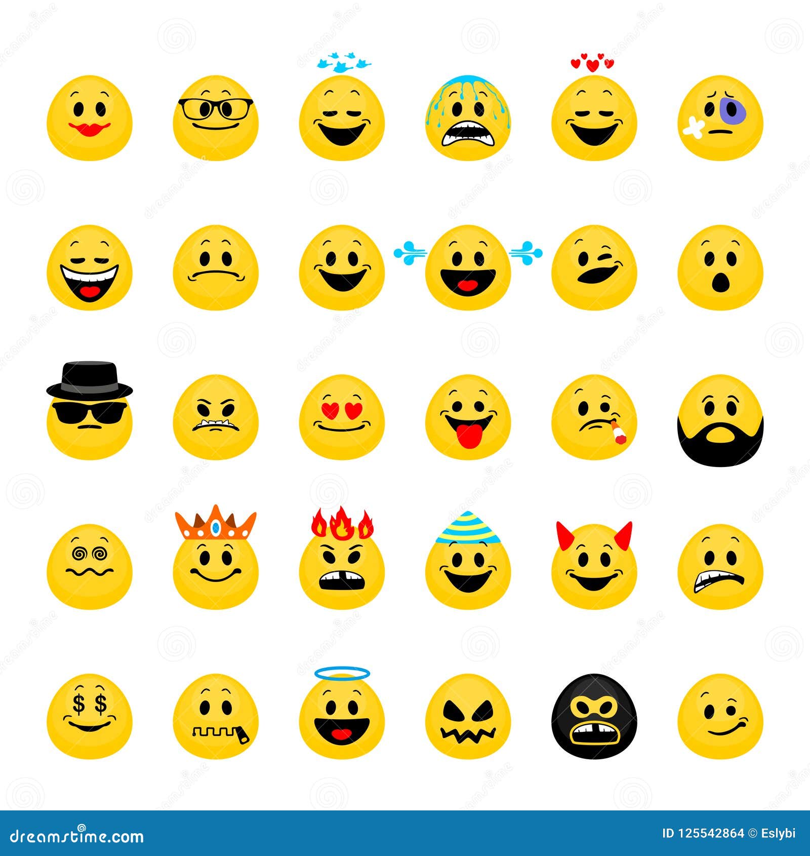 Ensemble De Vecteur D'emoji Illustration de Vecteur - Illustration du ...