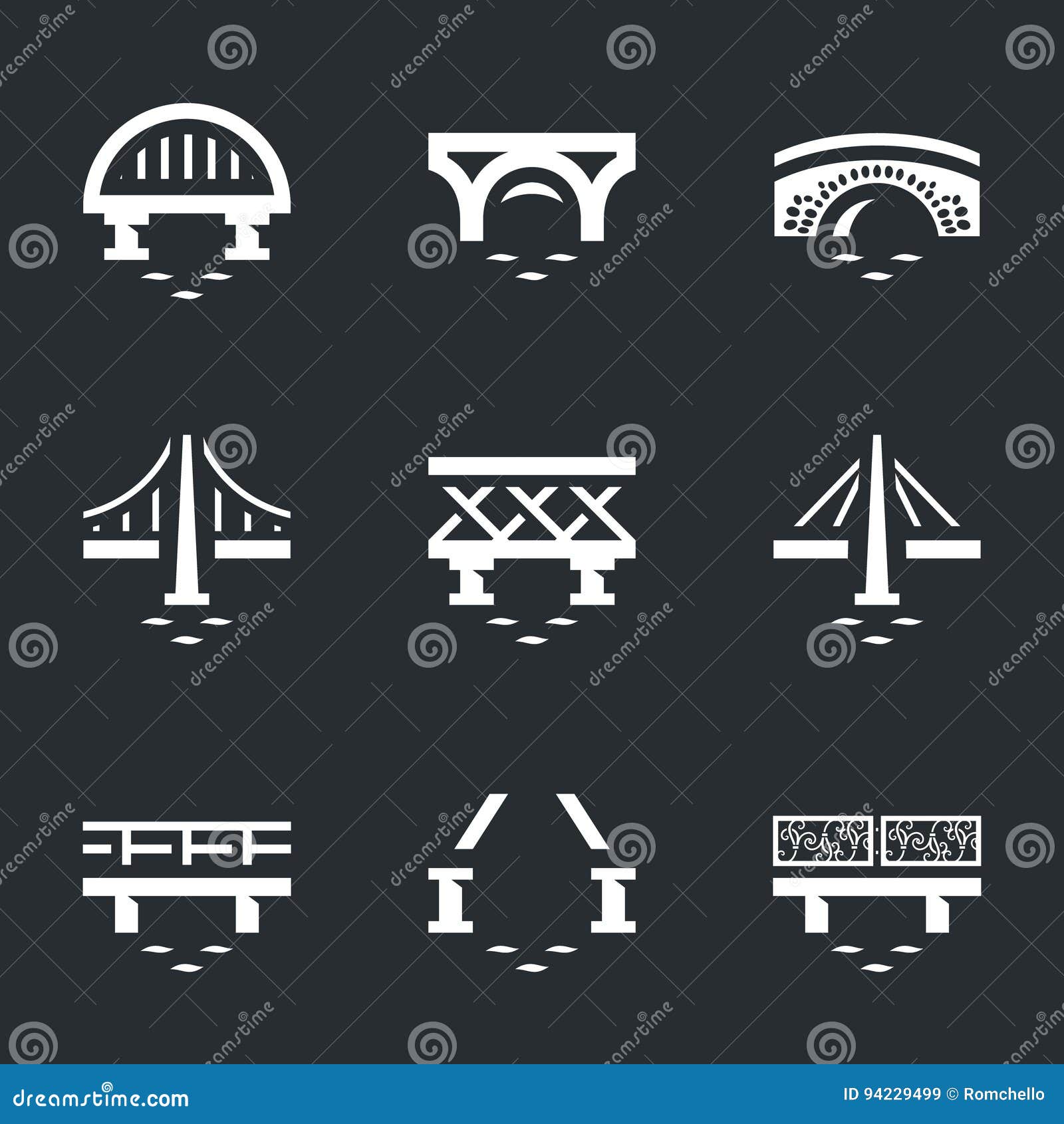 Ensemble De Vecteur De Diverses Icônes De Ponts Illustration de Vecteur ...