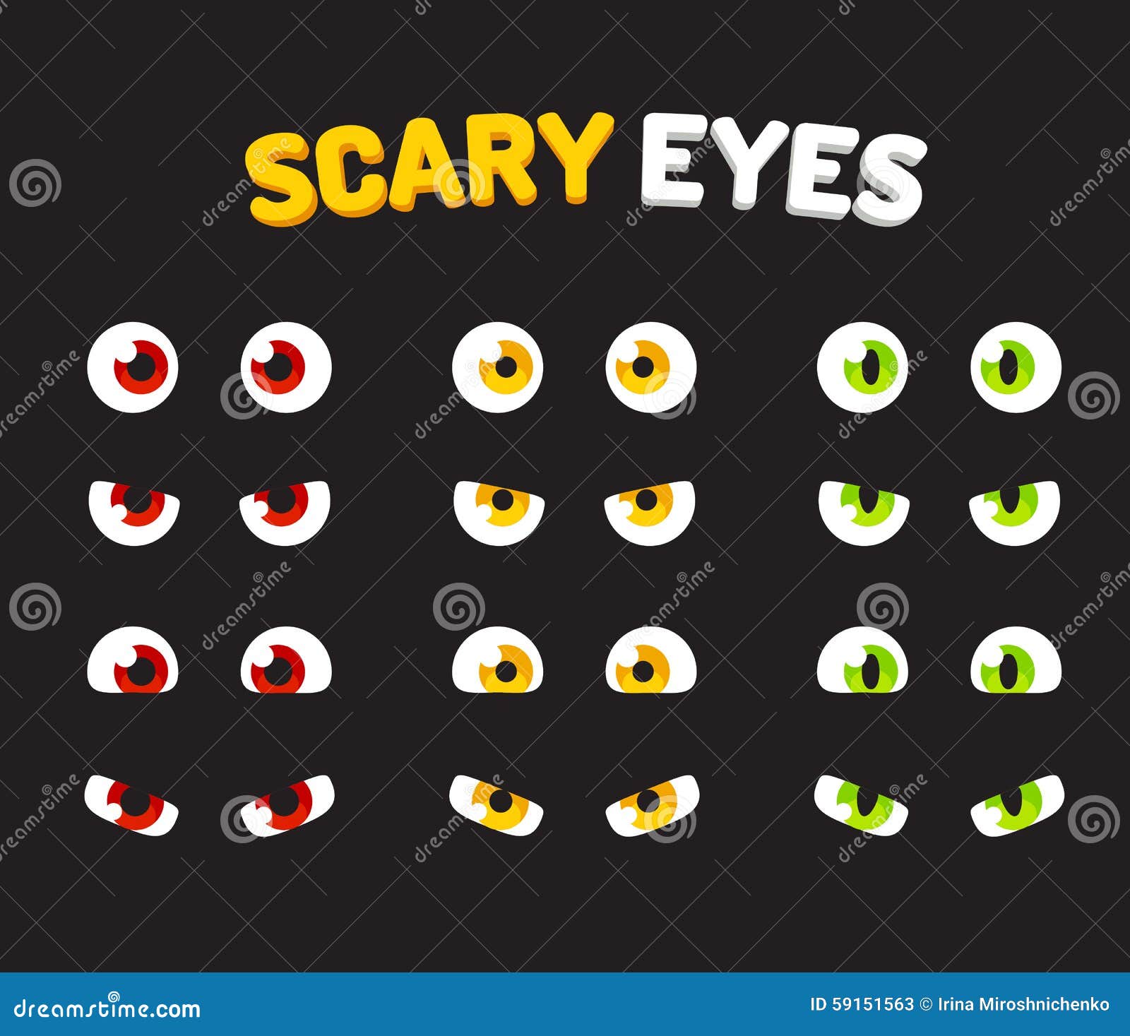 Ensemble De Yeux Effrayants Illustration de Vecteur - Illustration du ...