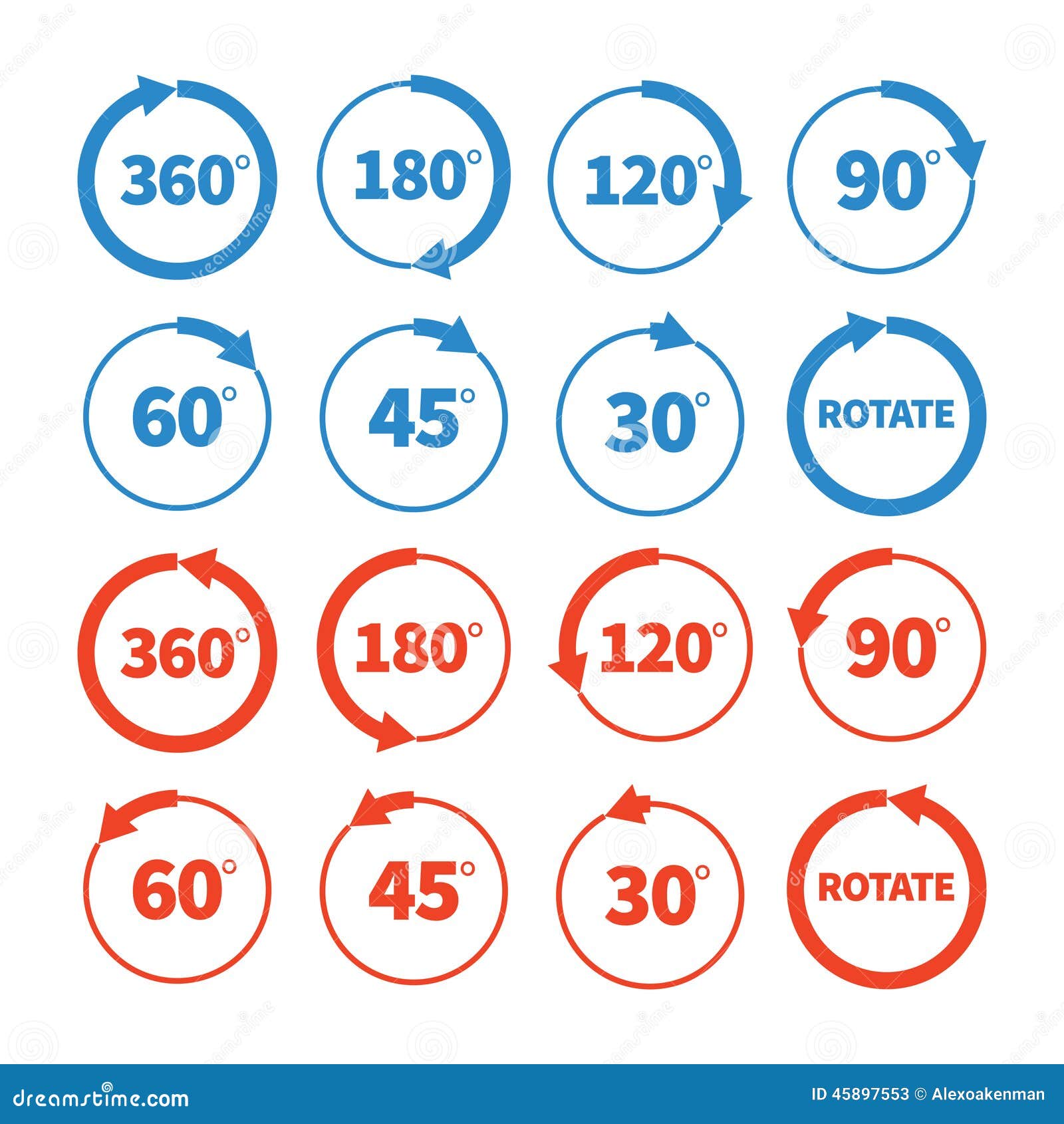 Ensemble Différent D'icône De Vecteur D'angles De Rotation Illustration ...