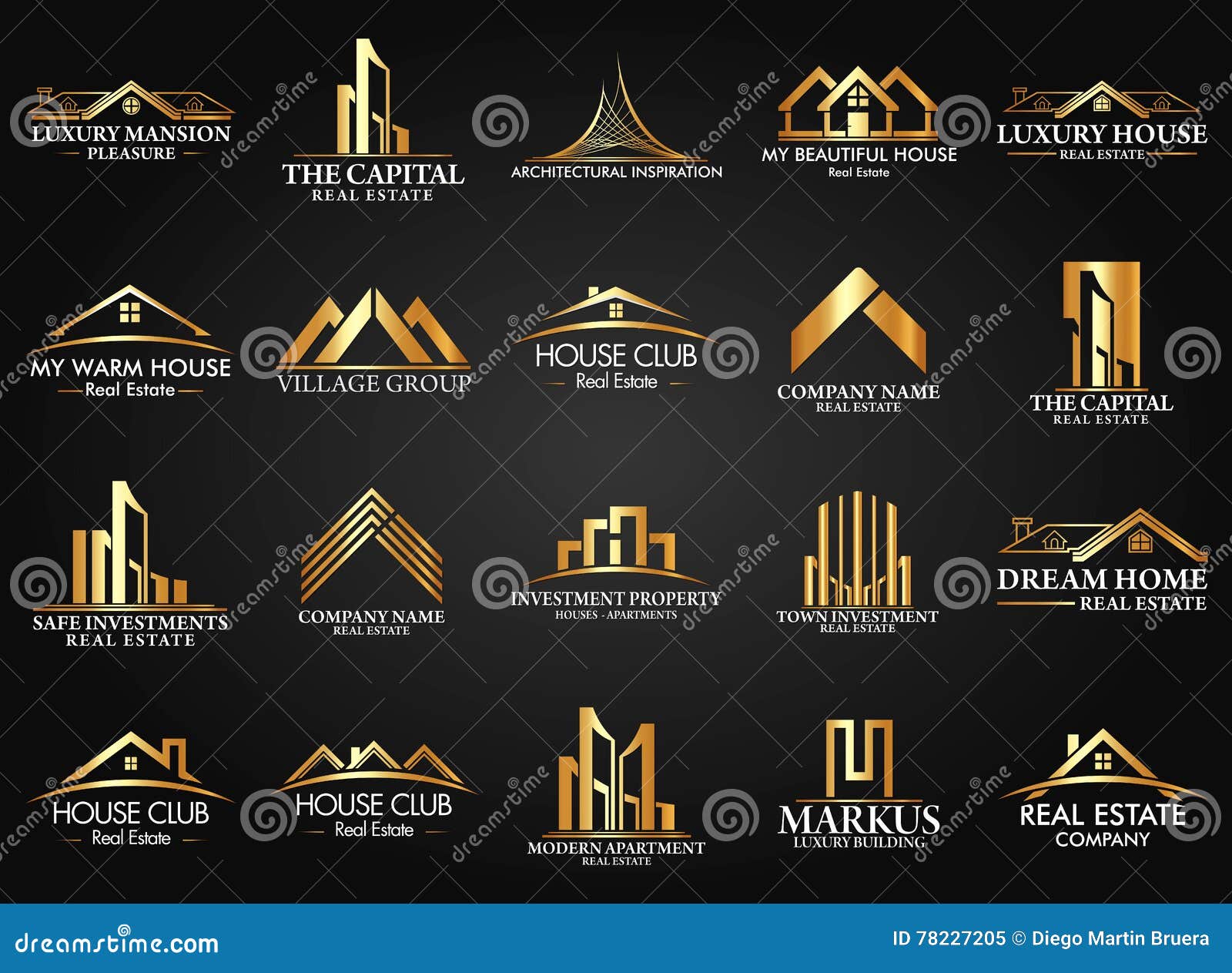 Ensemble Et Groupe Real Estate, Bâtiment Et Construction Logo Vector ...