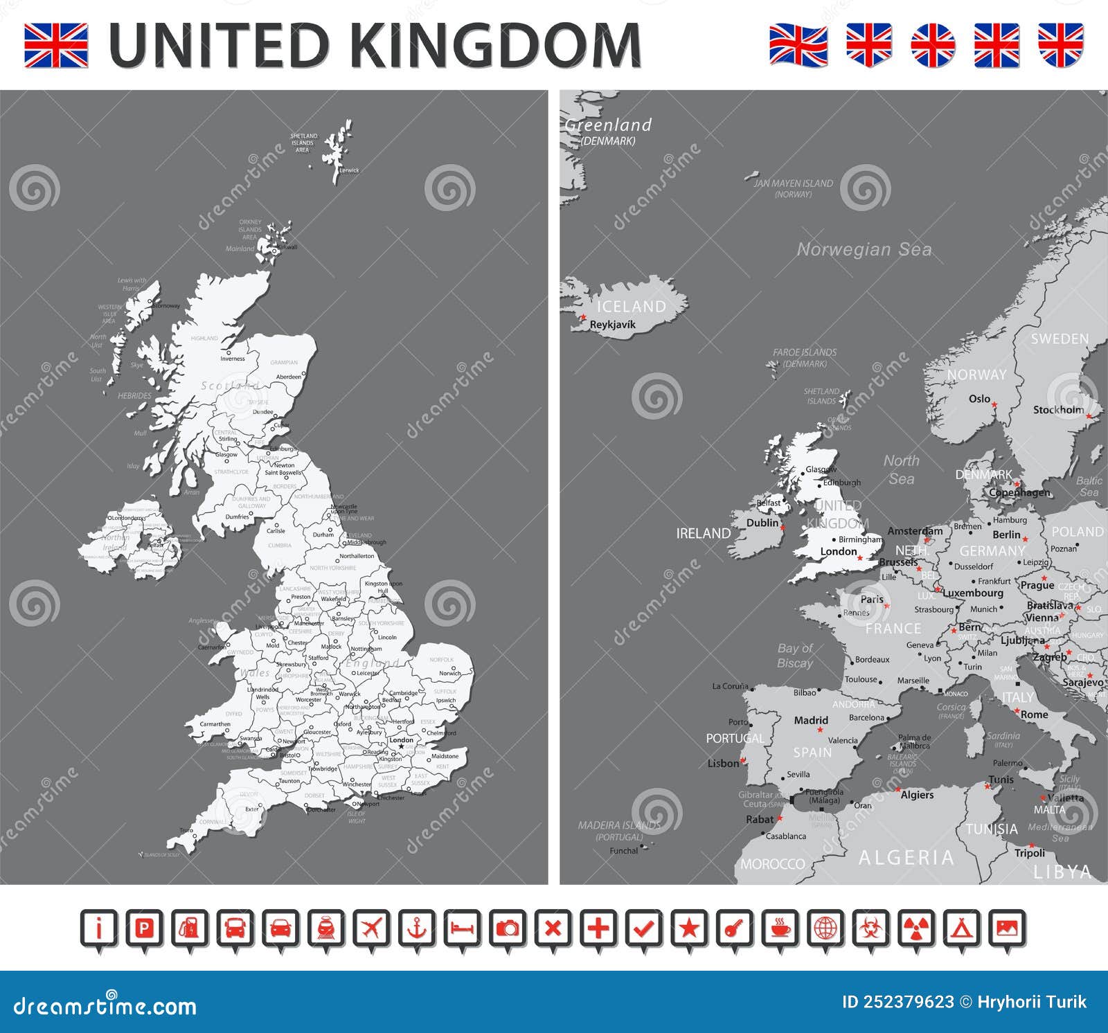 Ensemble Infographique Vectoriel De Carte Du Royaume-uni Illustration ...