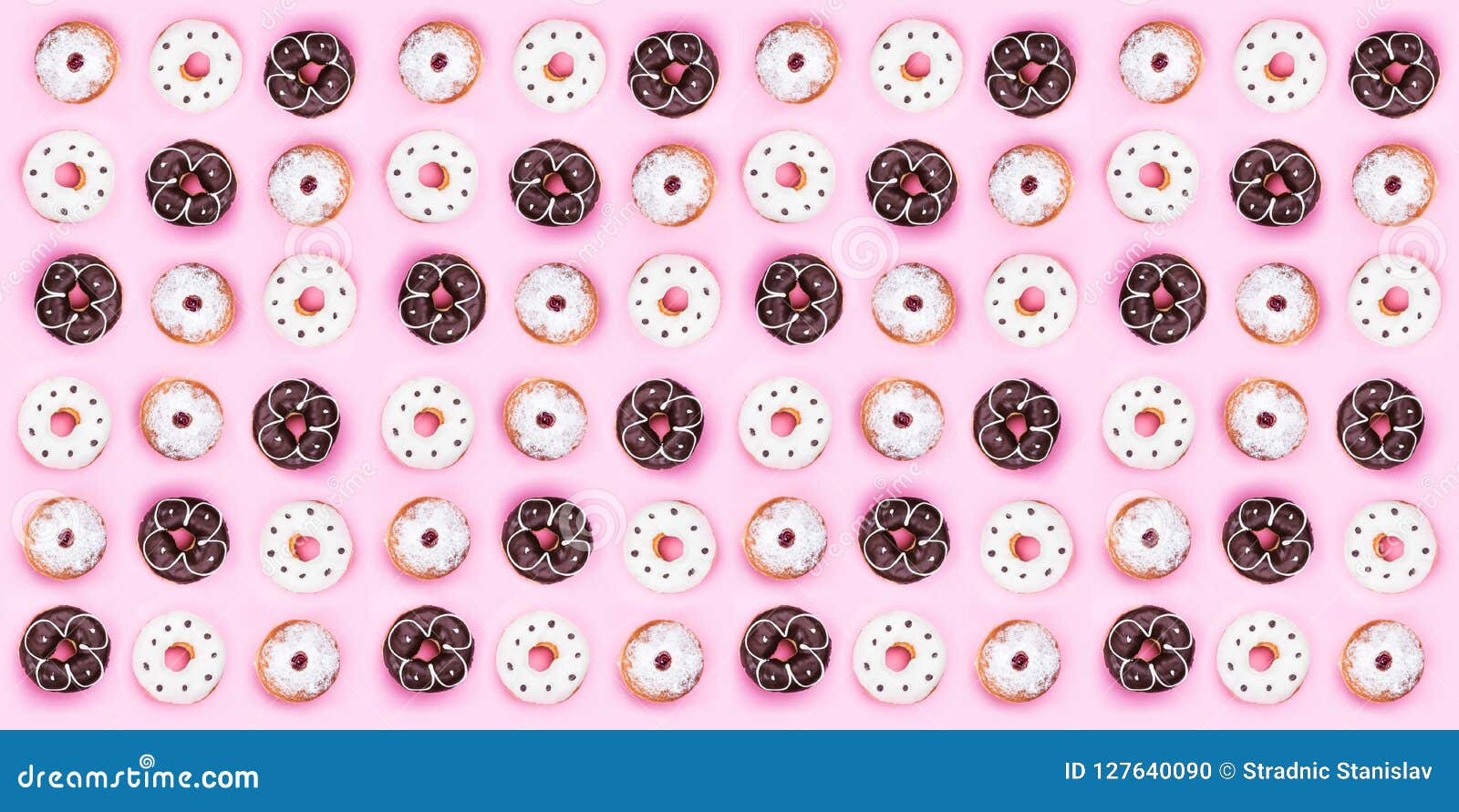 Ensemble of Many Delicious and Assorted Donuts Side by Side Isolated on ...