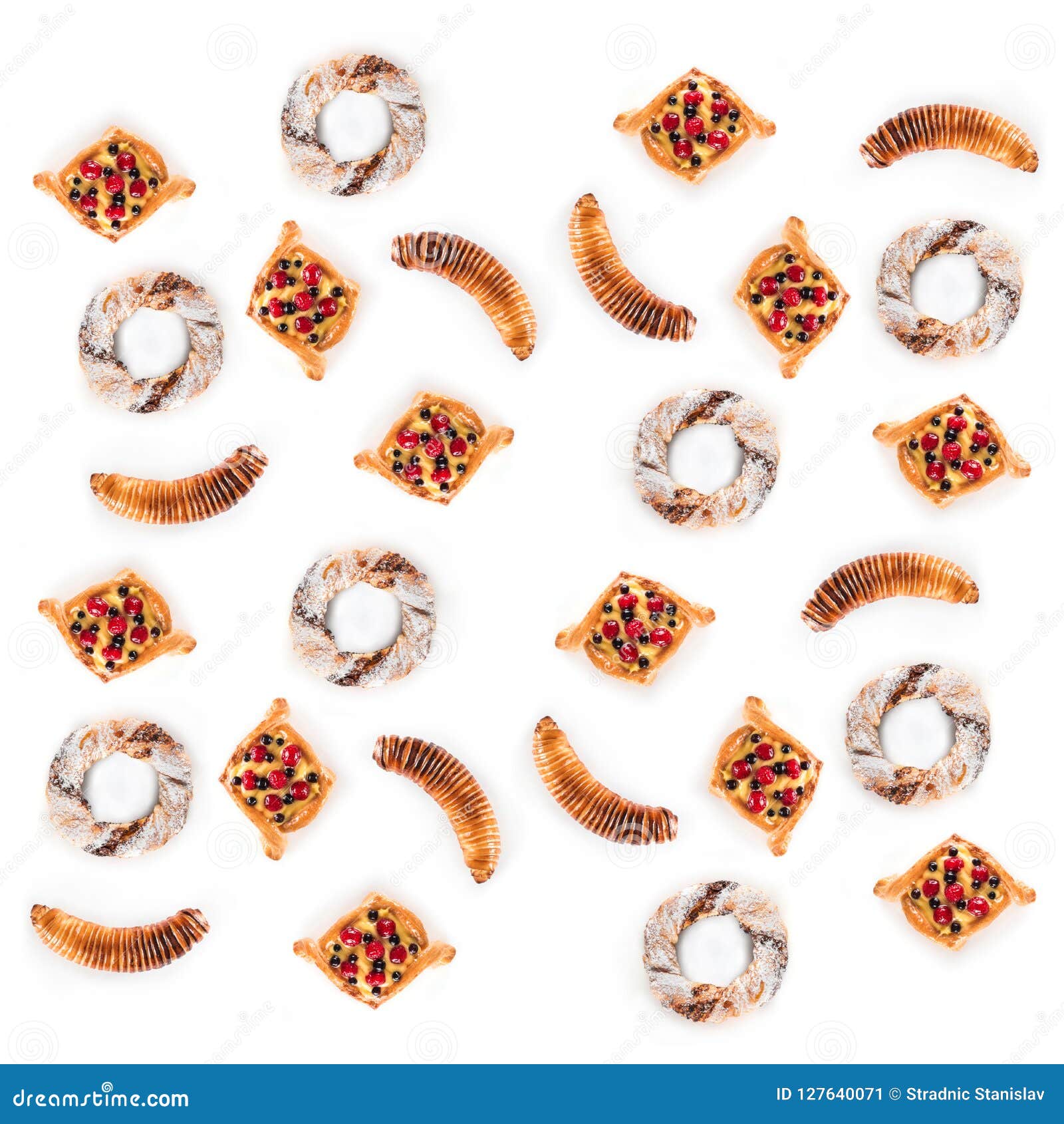 Ensemble of Many Delicious and Assorted Pastries Side by Side Isolated ...