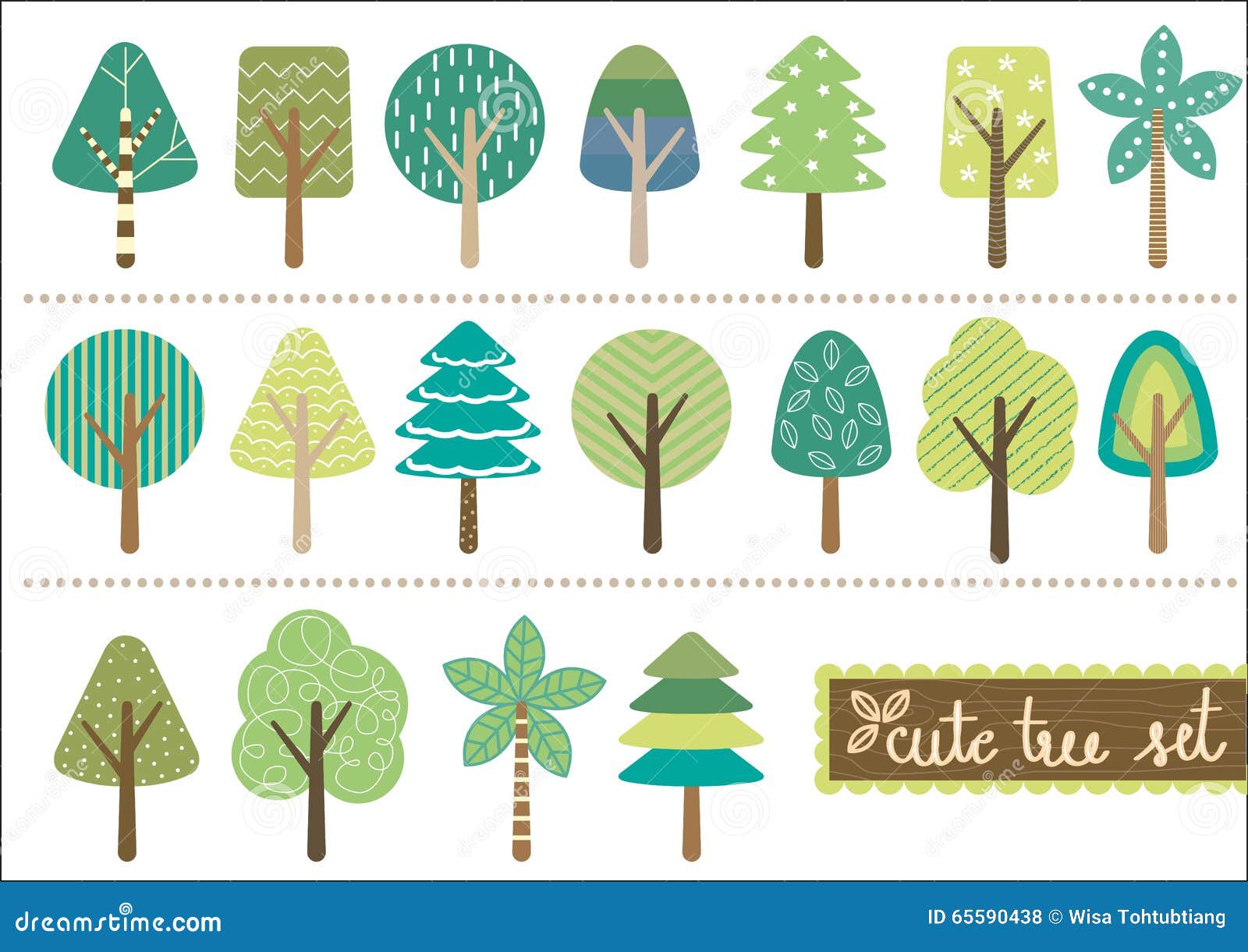 Ensemble mignon d'arbre illustration de vecteur. Illustration du ...