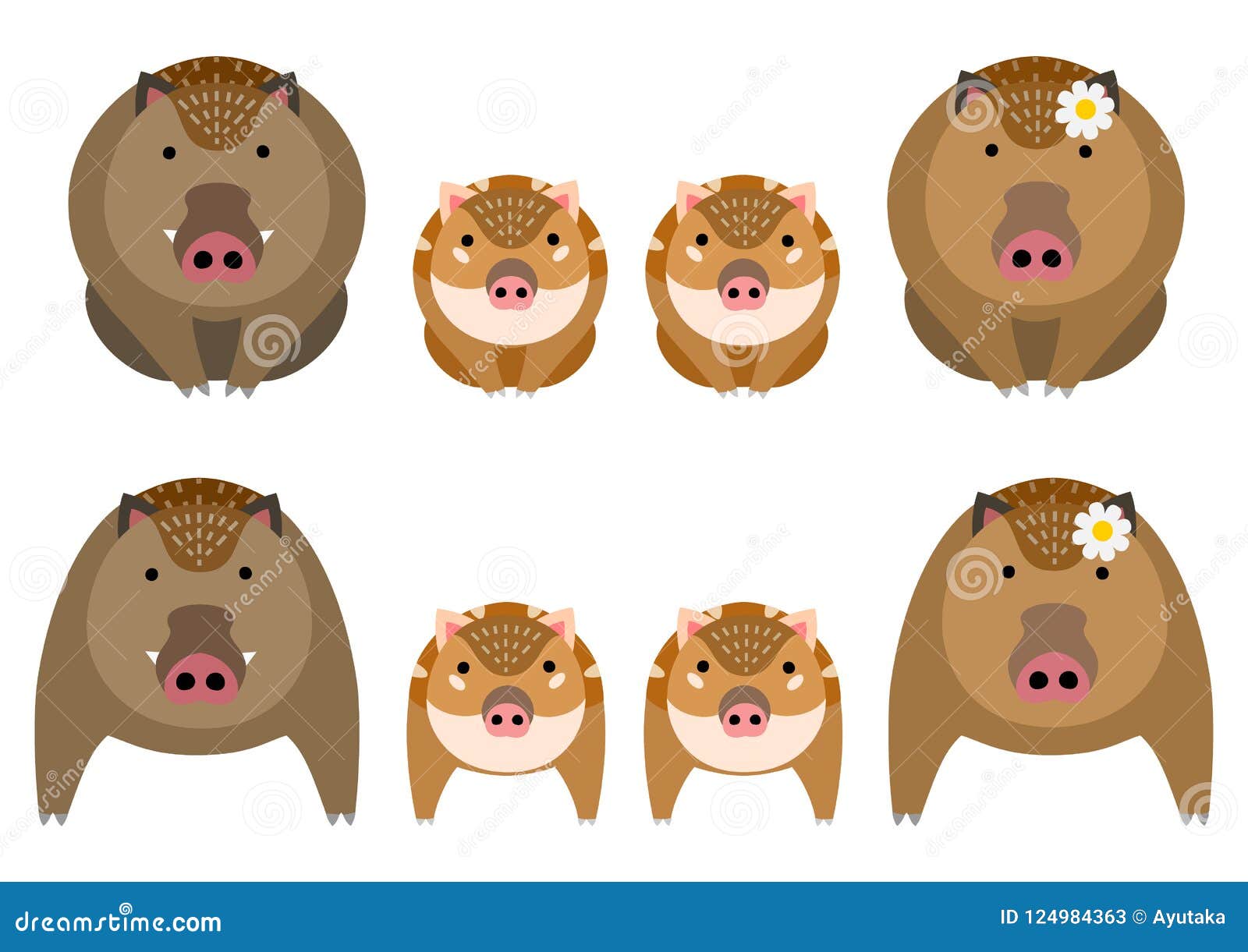 Ensemble Mignon De Famille De Verrat Illustration de Vecteur ...