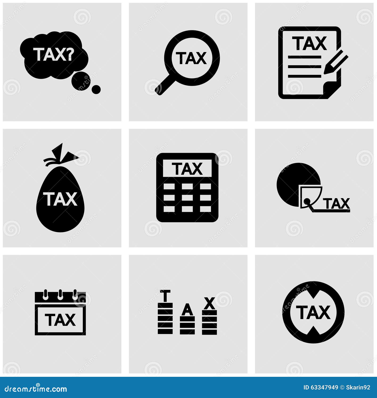 Ensemble Noir D'icône D'impôts De Vecteur Illustration Stock ...