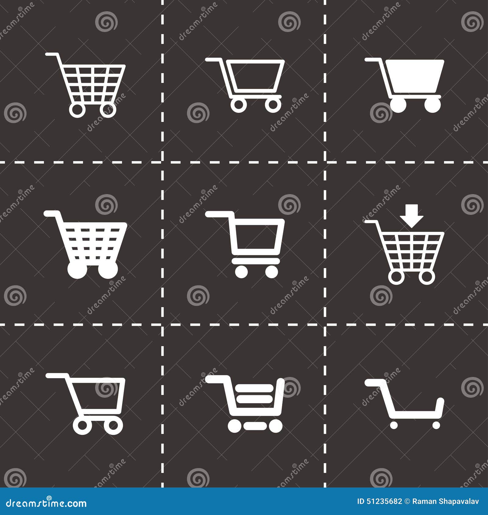 Ensemble Noir D'icône De Caddie De Vecteur Illustration de Vecteur ...