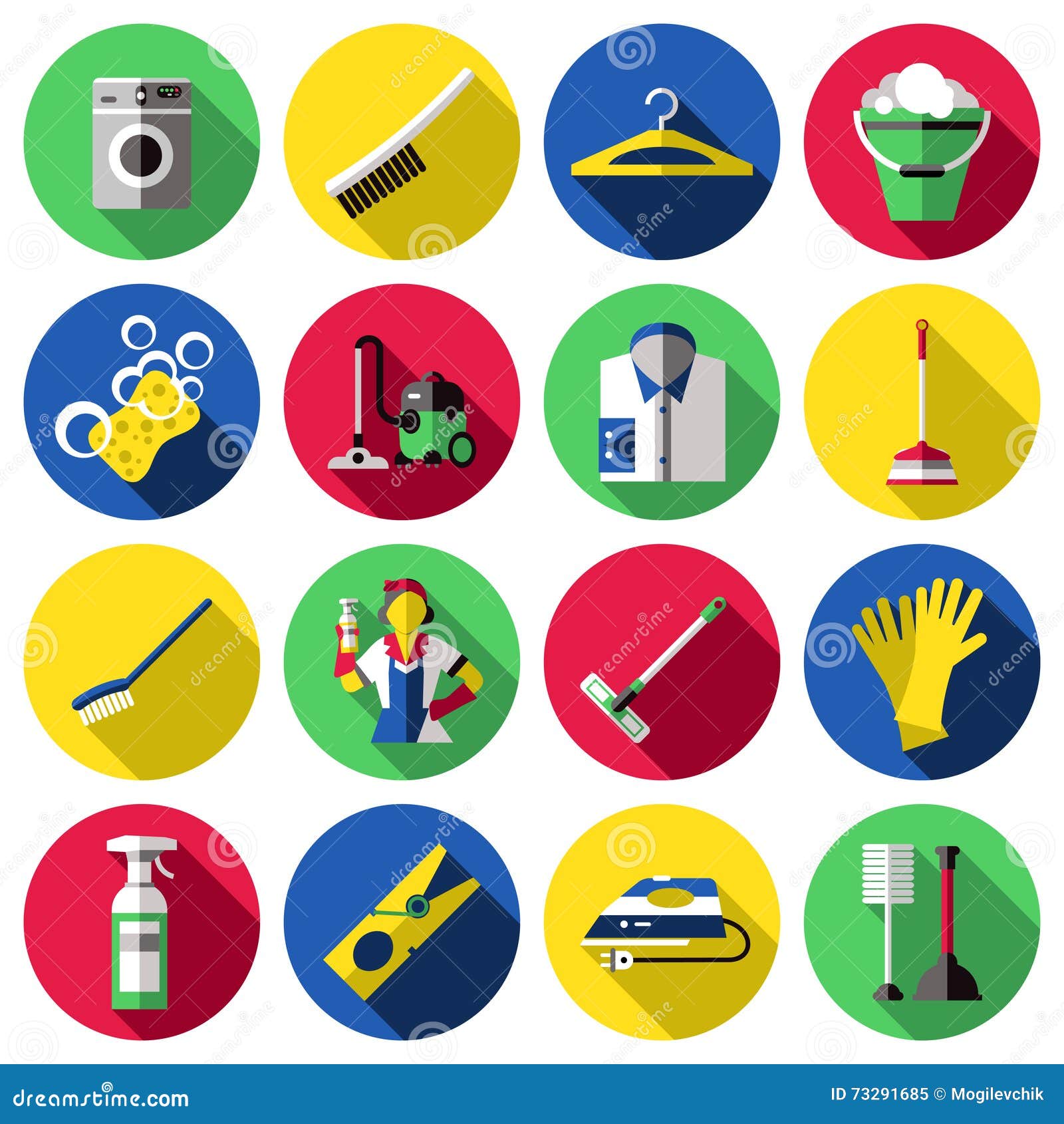 Ensemble Plat D'icône De Nettoyage Illustration de Vecteur ...