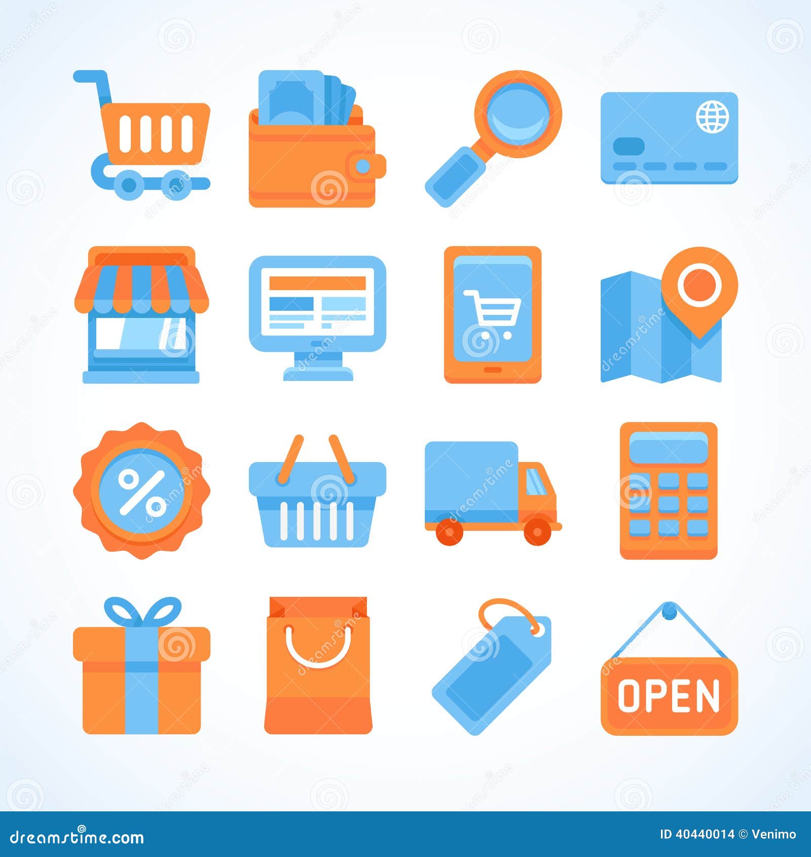 Ensemble Plat D'icône De Symboles D'achats Illustration de Vecteur ...