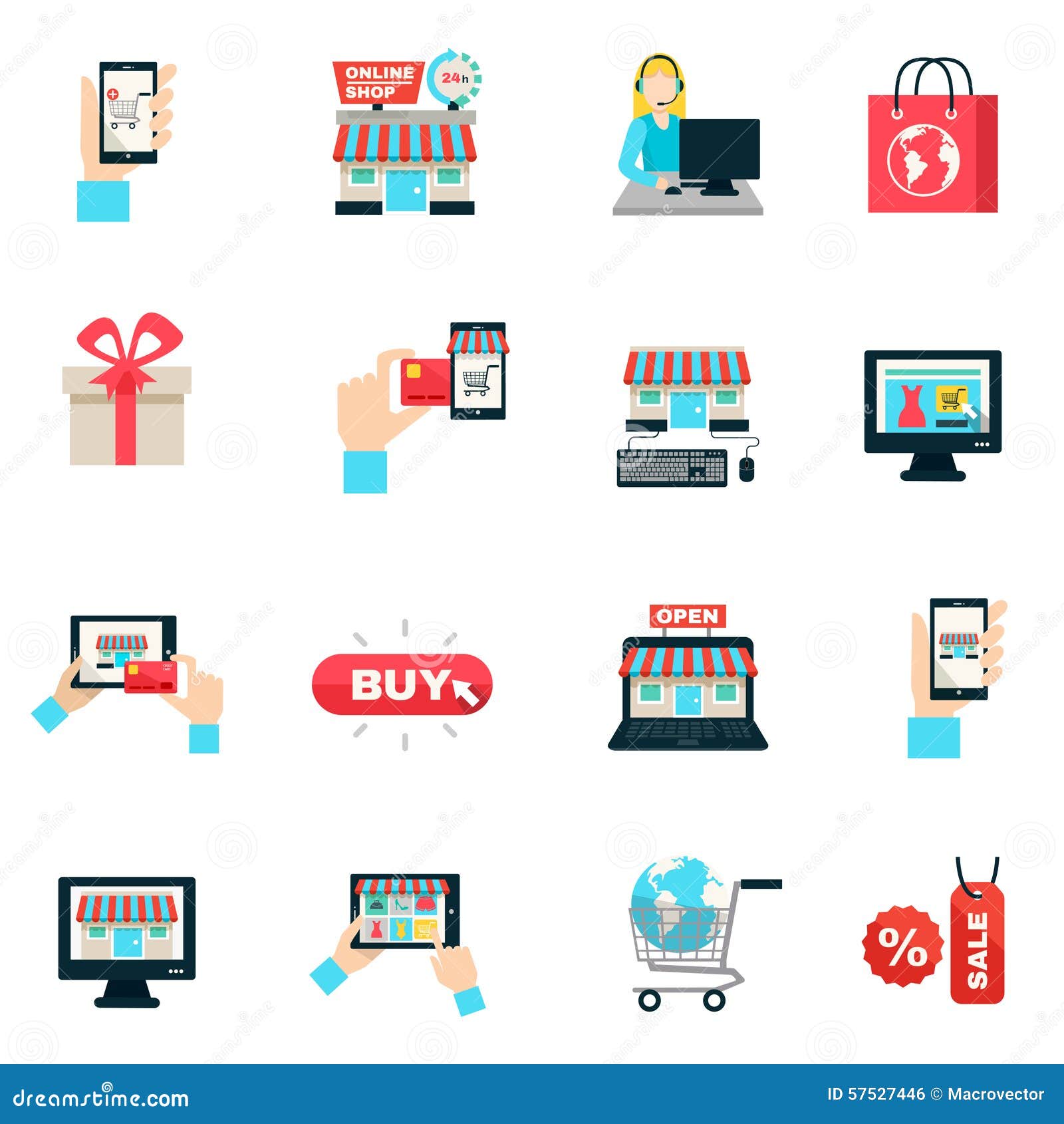 Ensemble Plat De Achat D'icône D'Internet Illustration de Vecteur ...