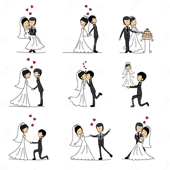 Ensemble Vectoriel De Couples De Mariage Illustration de Vecteur ...