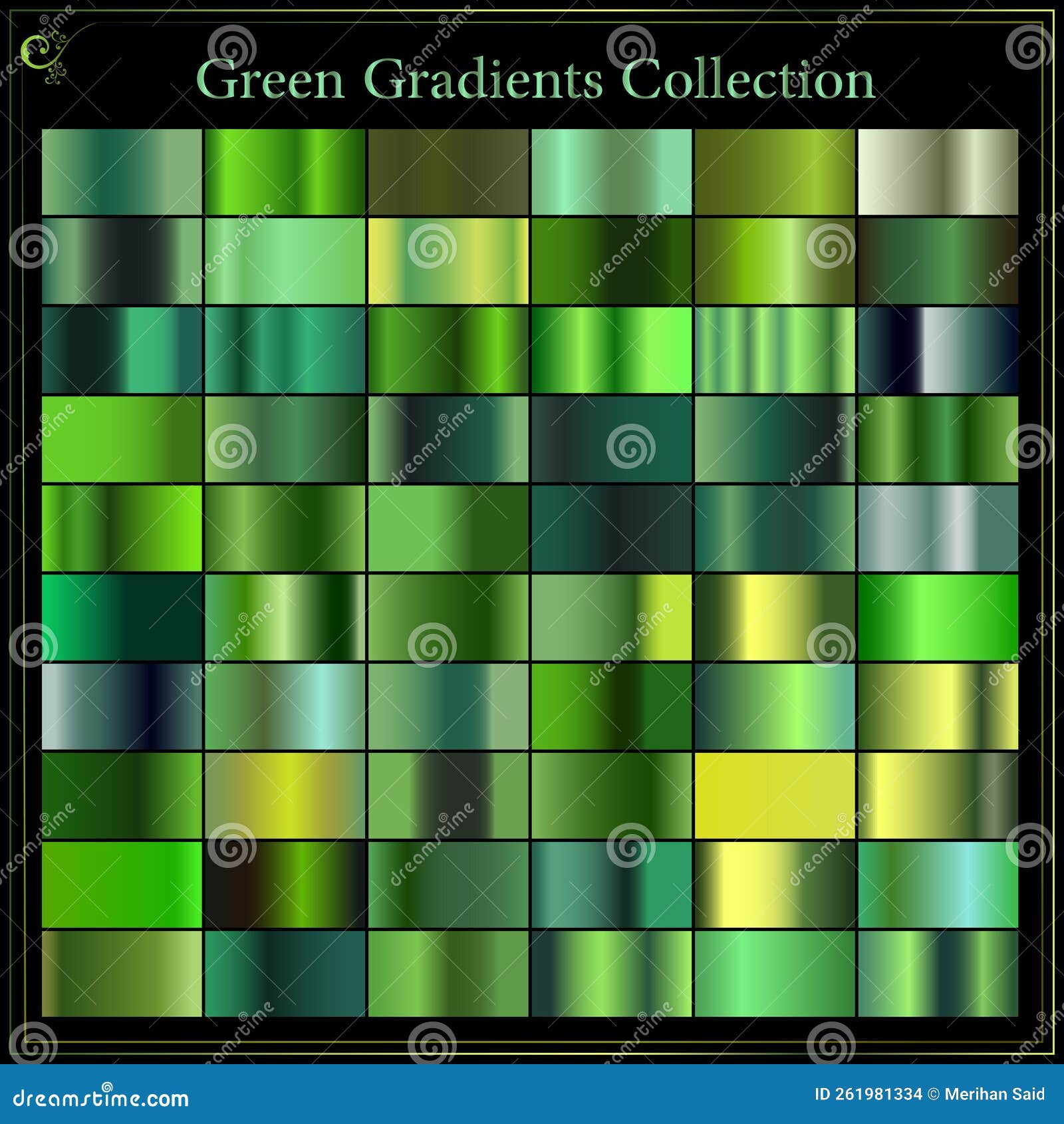 Ensemble Vectoriel De Gradients Verts Illustration de Vecteur ...