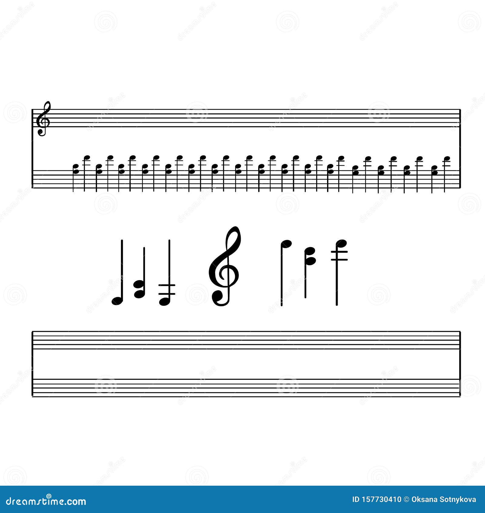 Ensemble Vectoriel De Symboles, Signes, Notes, Clef Illustration de ...